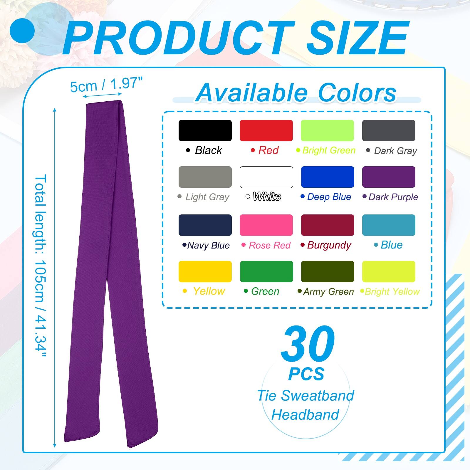 Unique Bargains Tie Sweatband Headband, Adjustable Non Slip Moisture ...