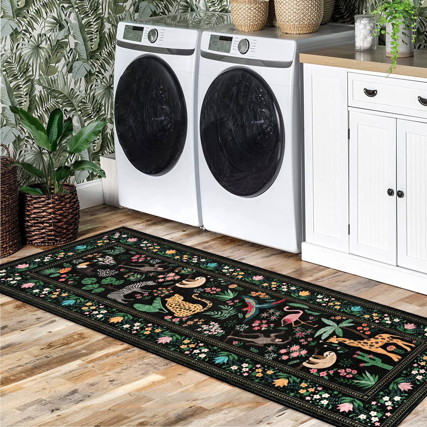 Acekool Washable Animal Bird Area Rugs, Soft Modern Forest Jungel ...