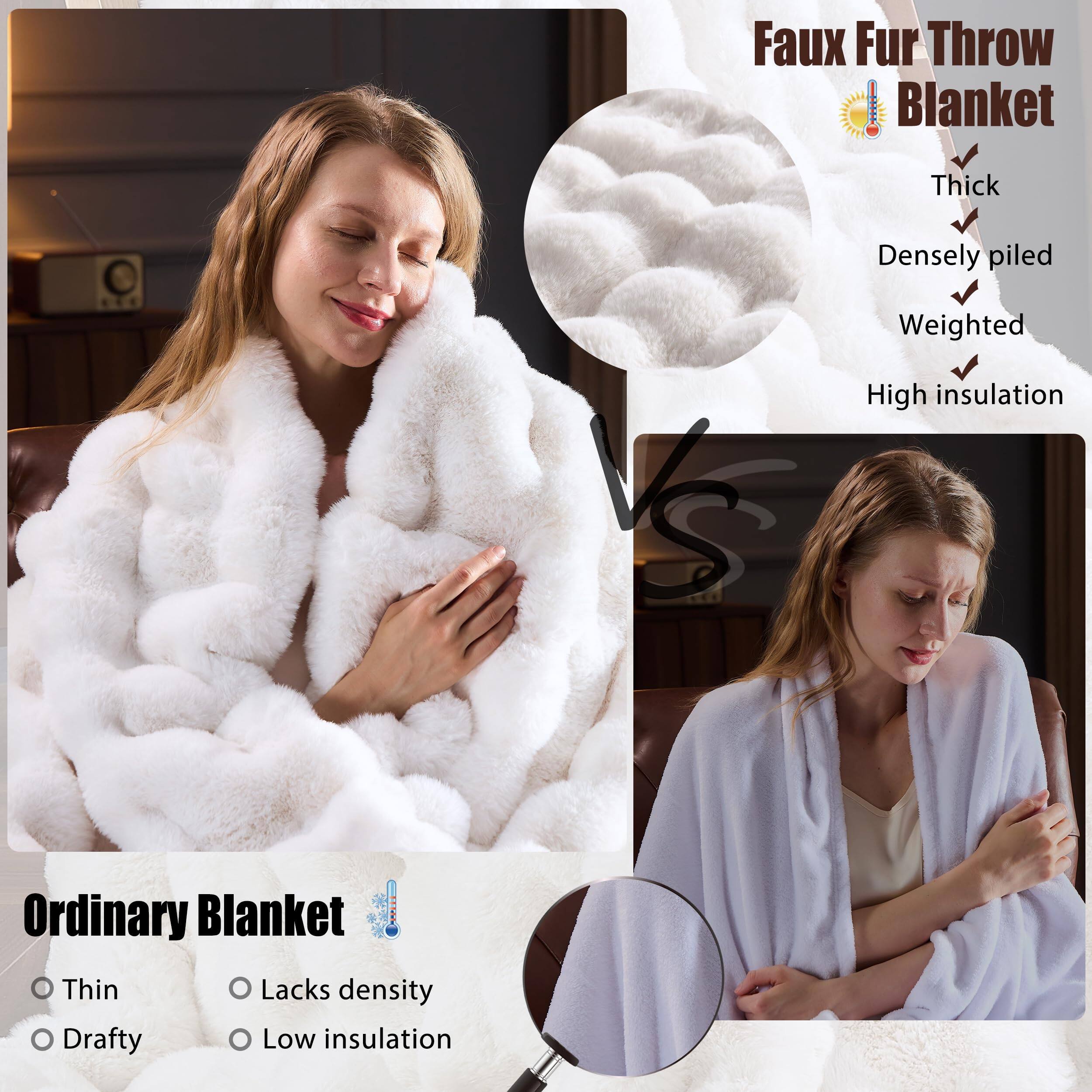 Paradigms Interiors Faux Throw Blanket For Couch Fluffy Fuzzy Plush ...