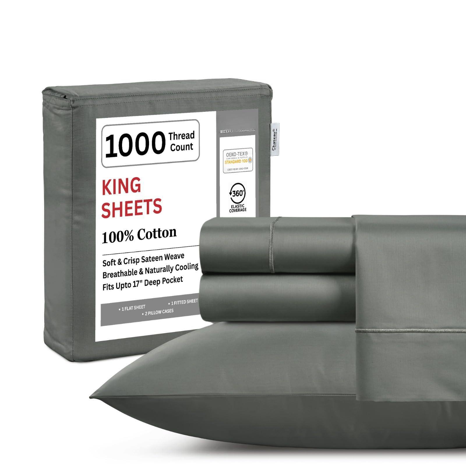 Dapper Styles Cotton Sheets 1000 Thread Count Luxury Sateen Weave 15 ...