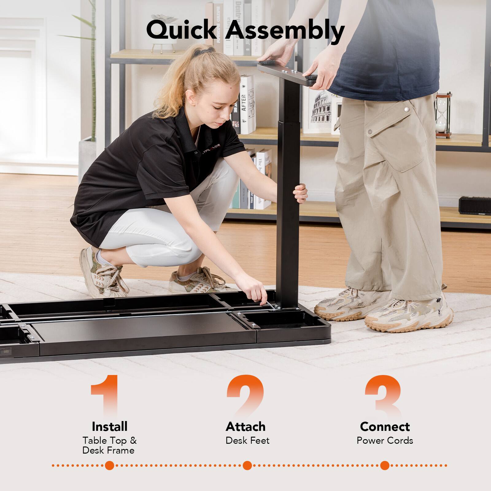 GTPlayer Glass Surface Standing Desk 47 x 24 IN Electric Adjustable ...