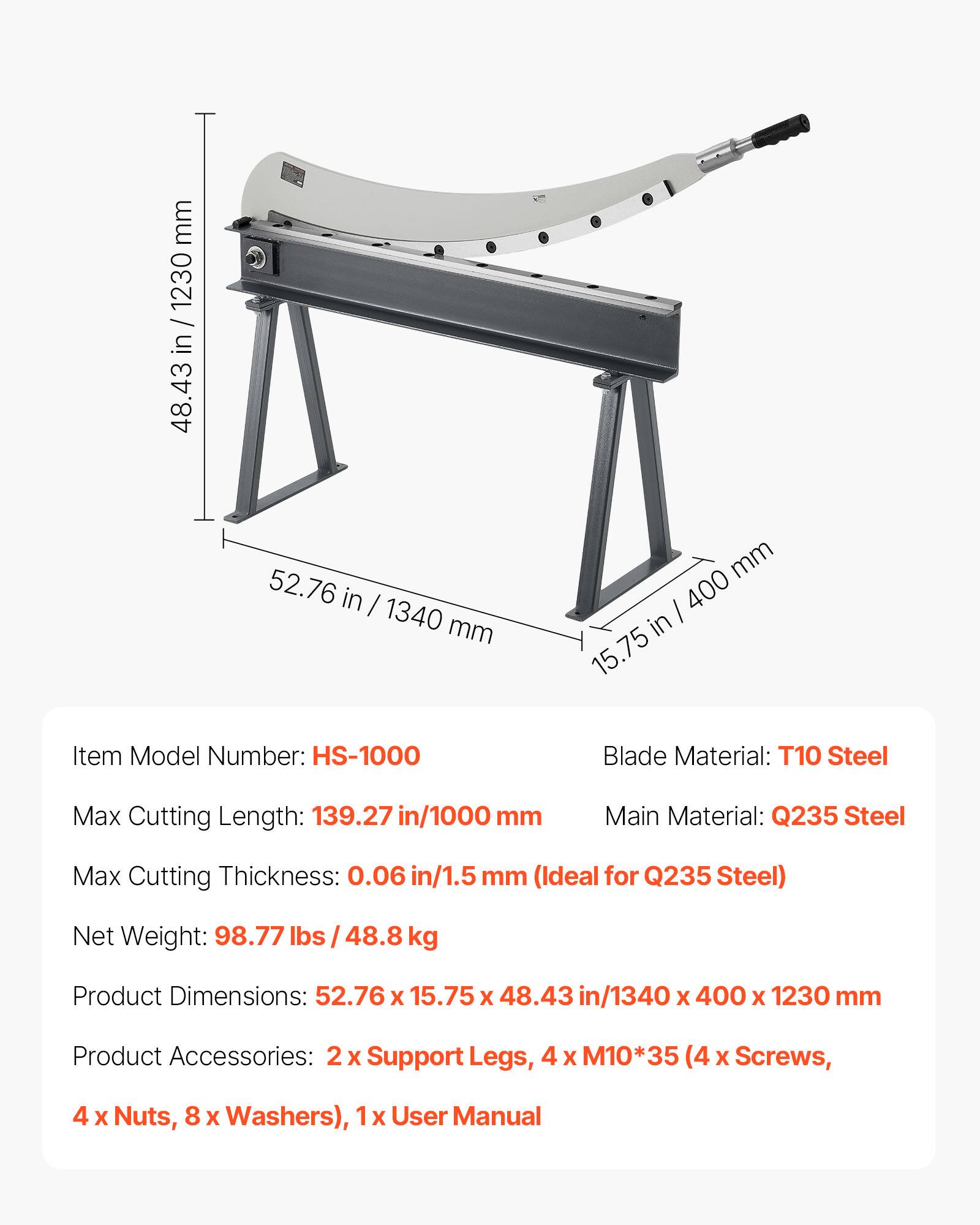 VEVOR Guillotine Shear,39 in Bed Width Benchtop Cutter, Manual Hand ...