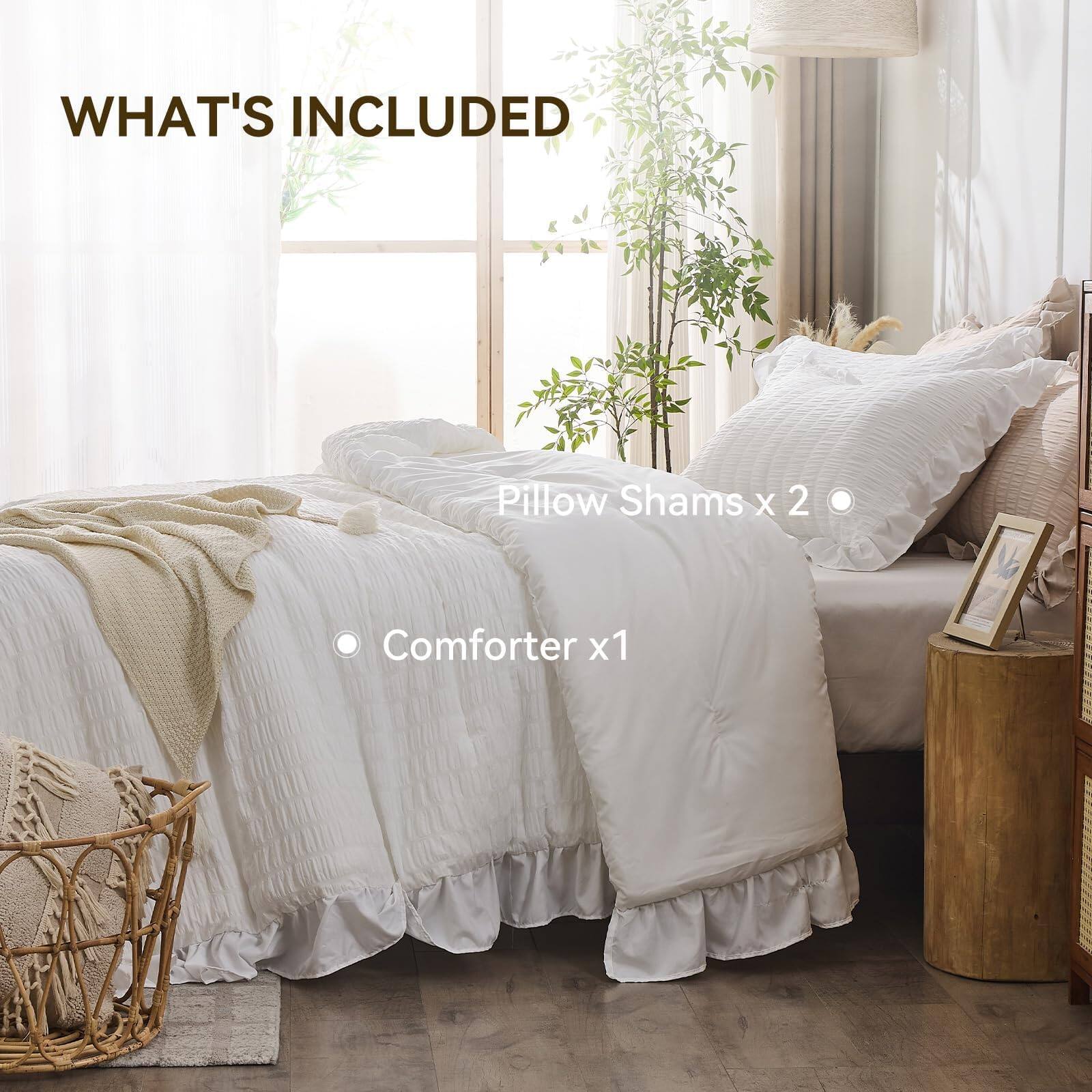 NICHOLAS KLEIN Queen Comforter Set Seersucker Comforters Fluffy Bedding ...