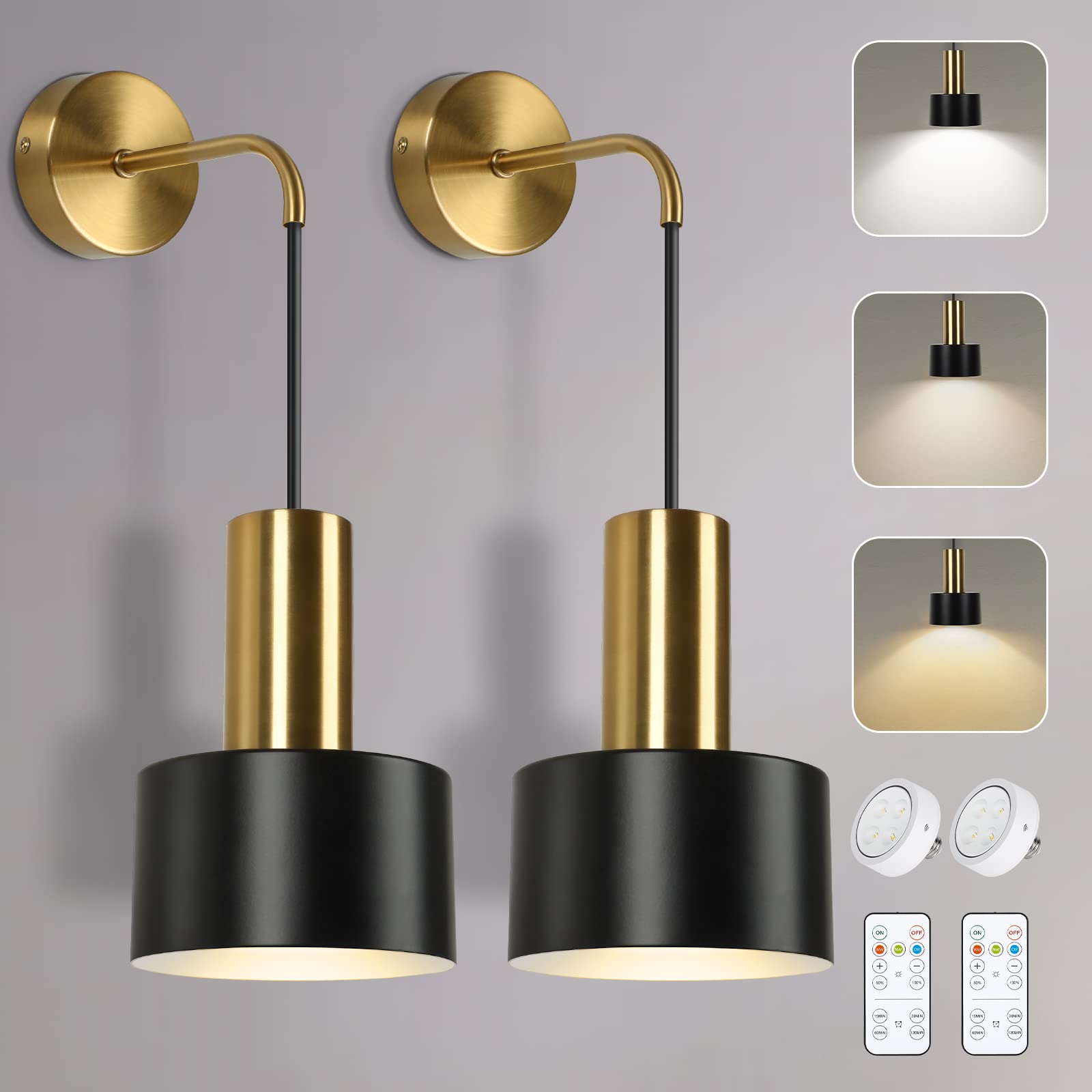 Comfort Essence Set Of Operated Wall Sconces Wireless Lights With ...