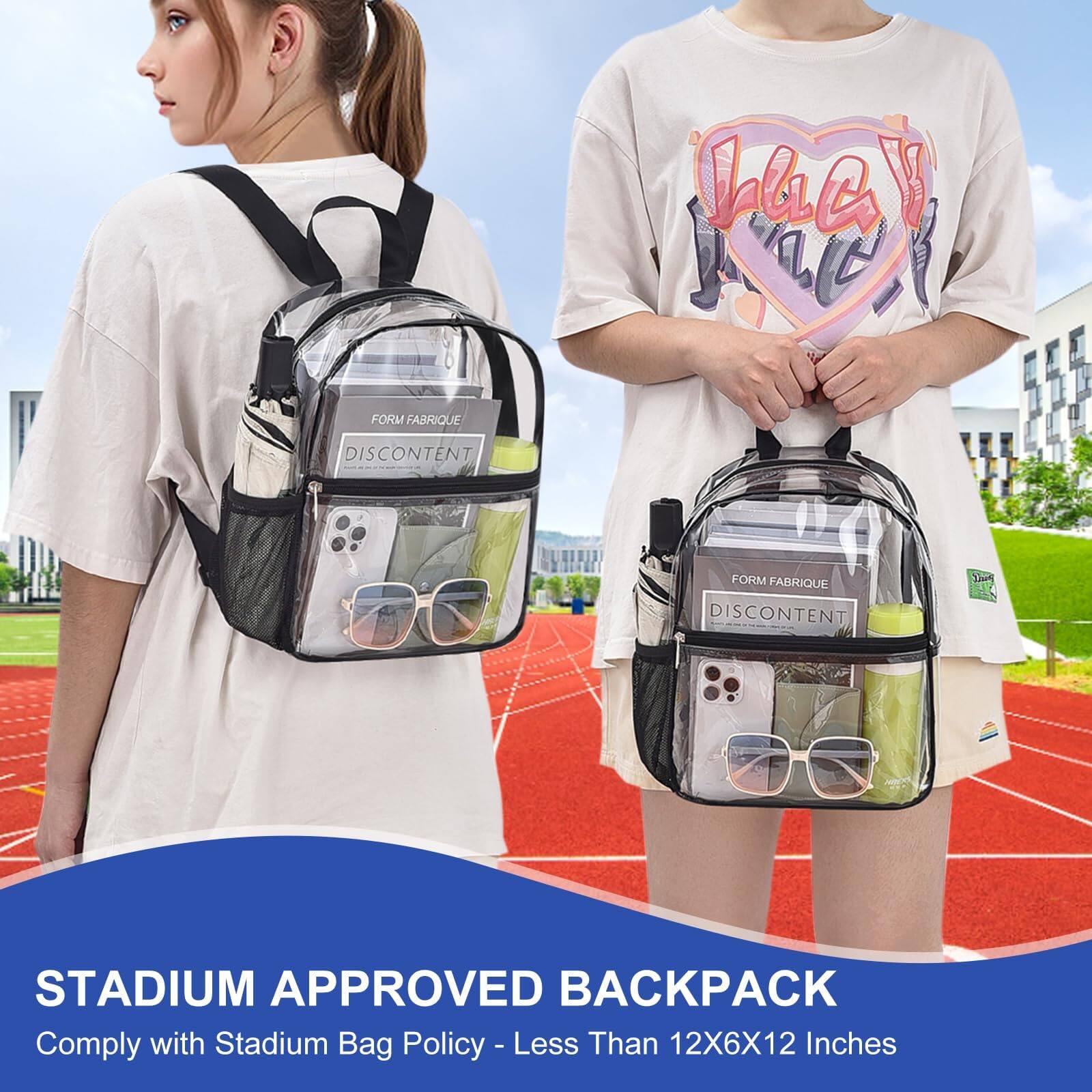 Cozy Serene Clear Backpack Stadium Approved 12*12*6 Mini Small ...