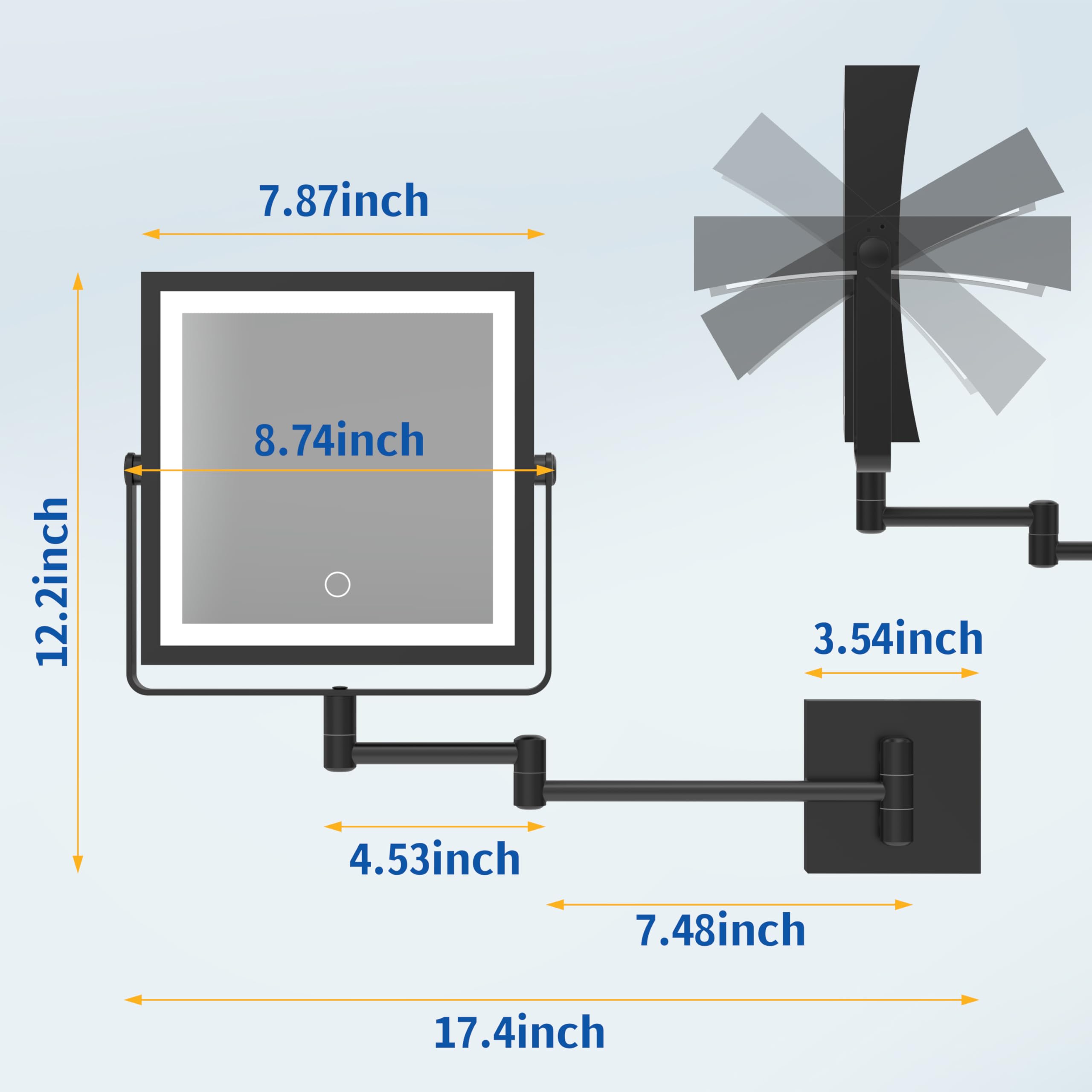 Pacoar Cade Rechargeable Makeup Mirror With Lights Double Sided ...