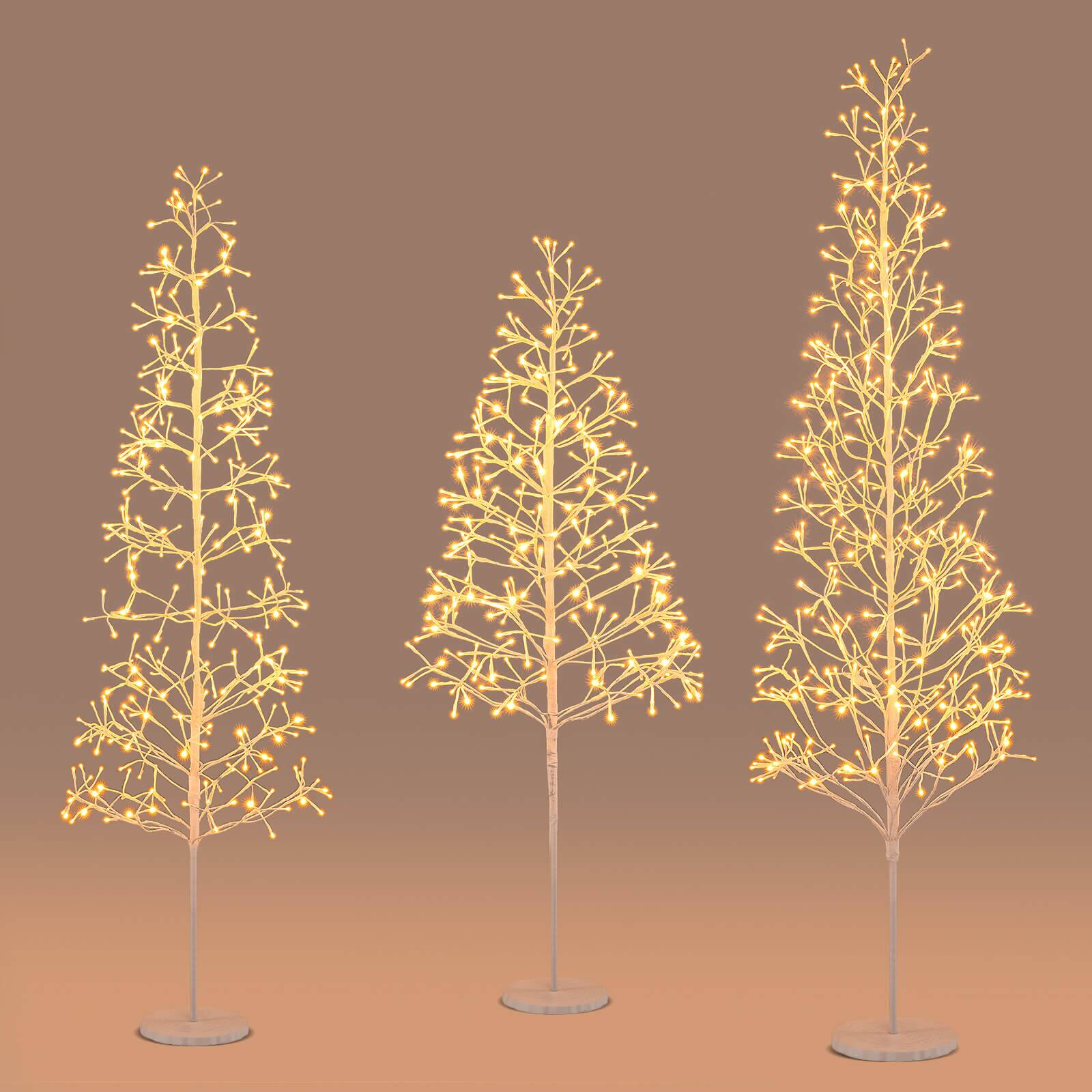 Costway 6 FT Lighted Birch Tree with 320 Light LED Lights Weighted Base ...