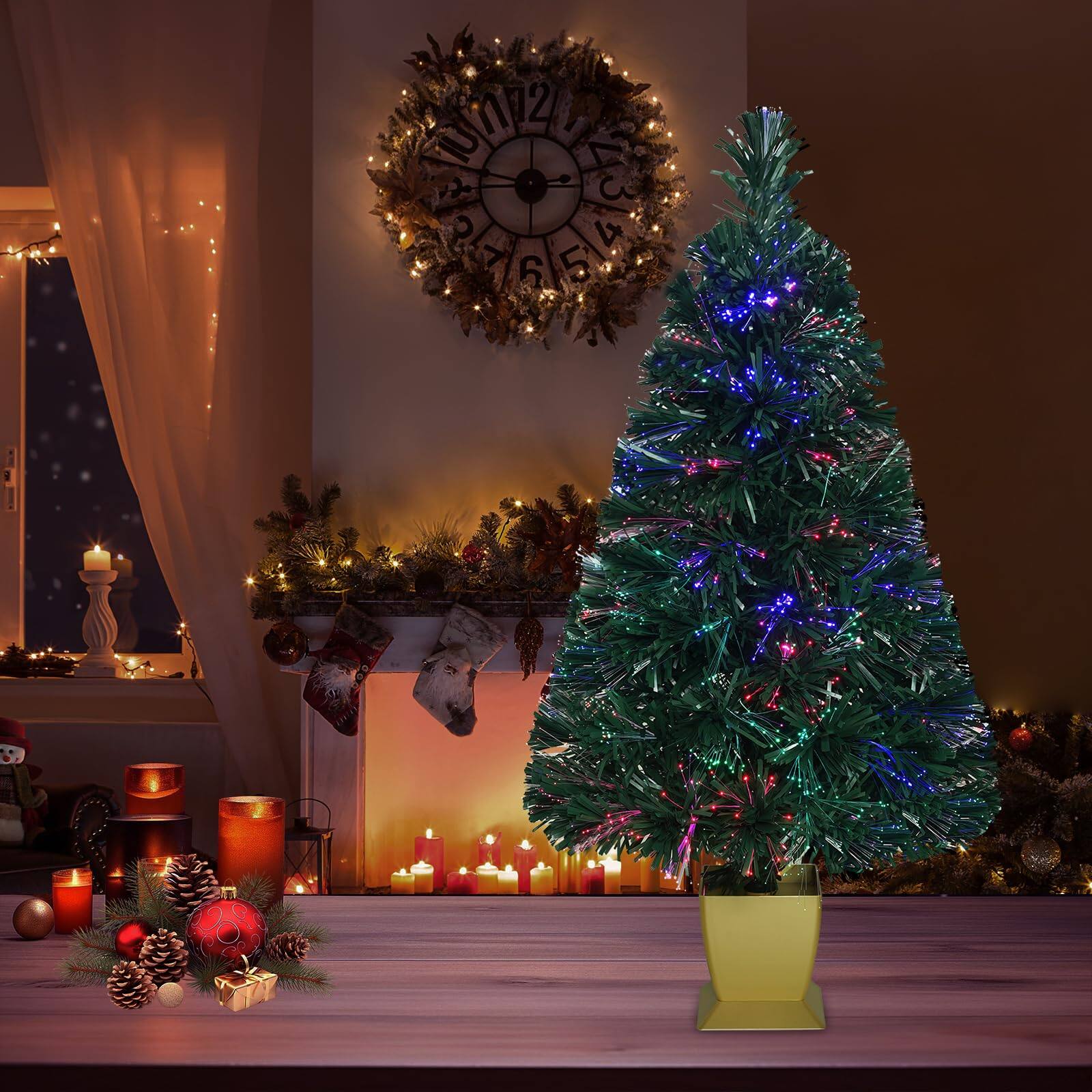 TECH SAFARI Fiber Optic Christmas Tree With Lights Artificial Prelit ...