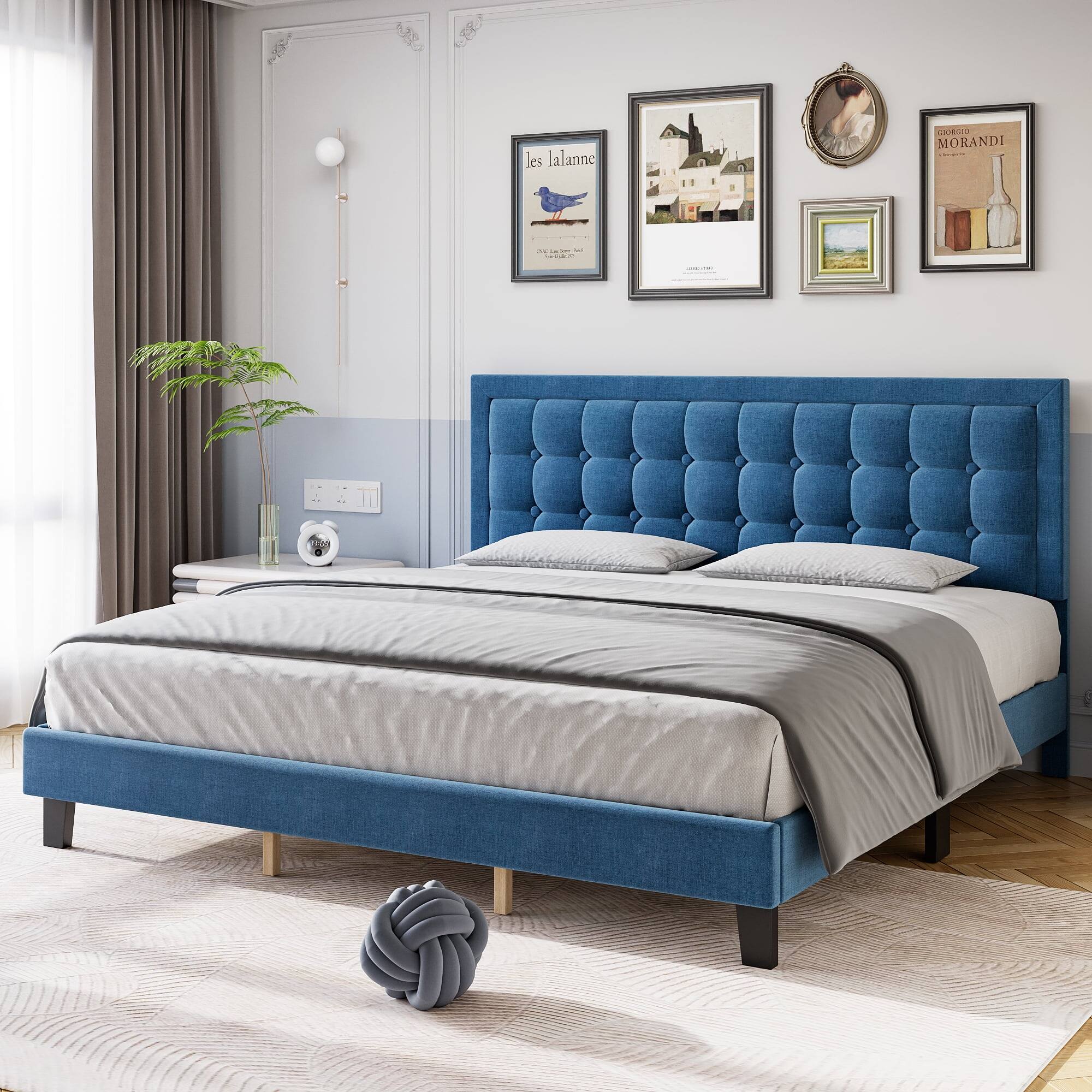 Qeetex Full Size Platform Bed Metal Frame, Wood Slat Support, No Box ...