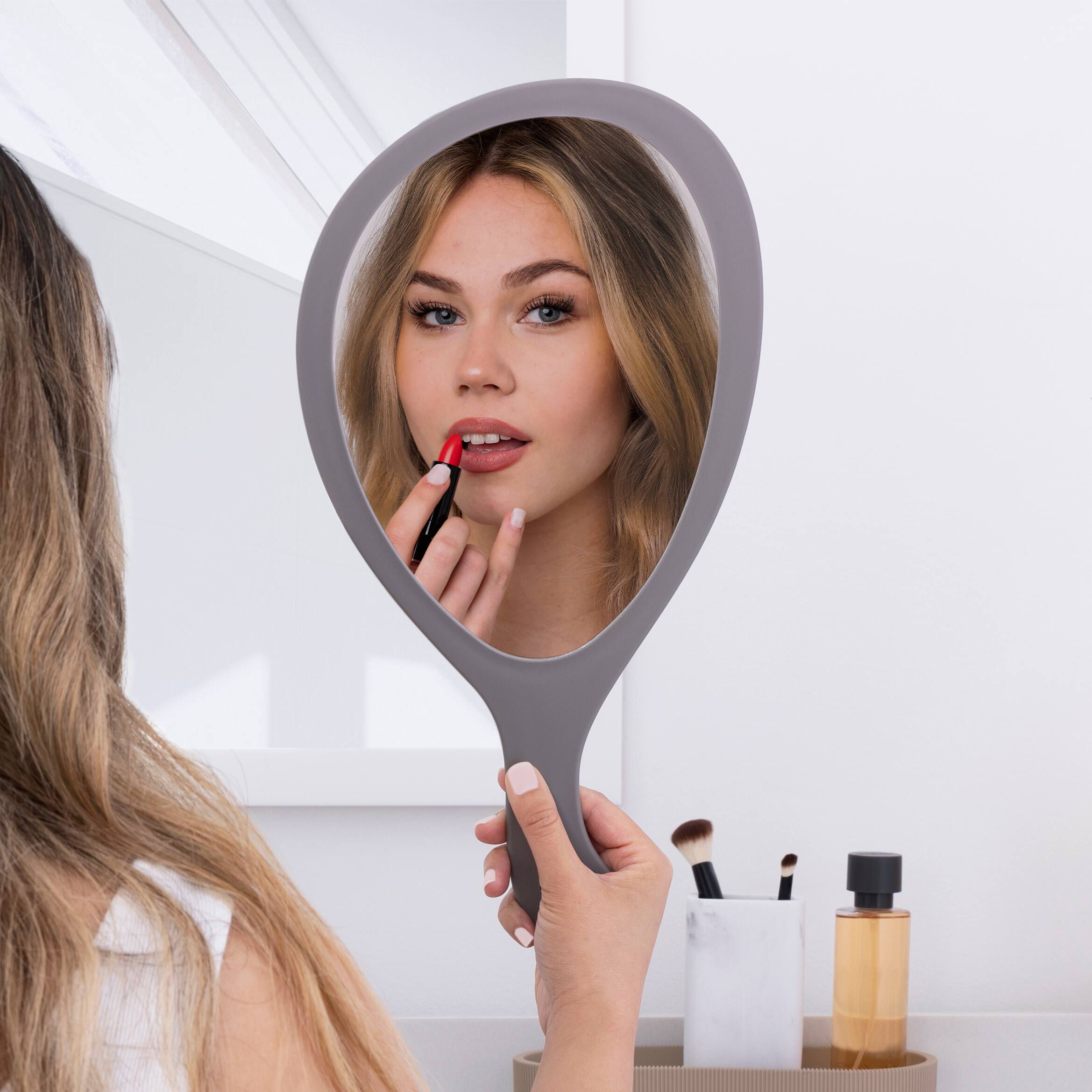 Zadro Medium Teardrop Handheld Mirror with Curved Comfortable Handle ...