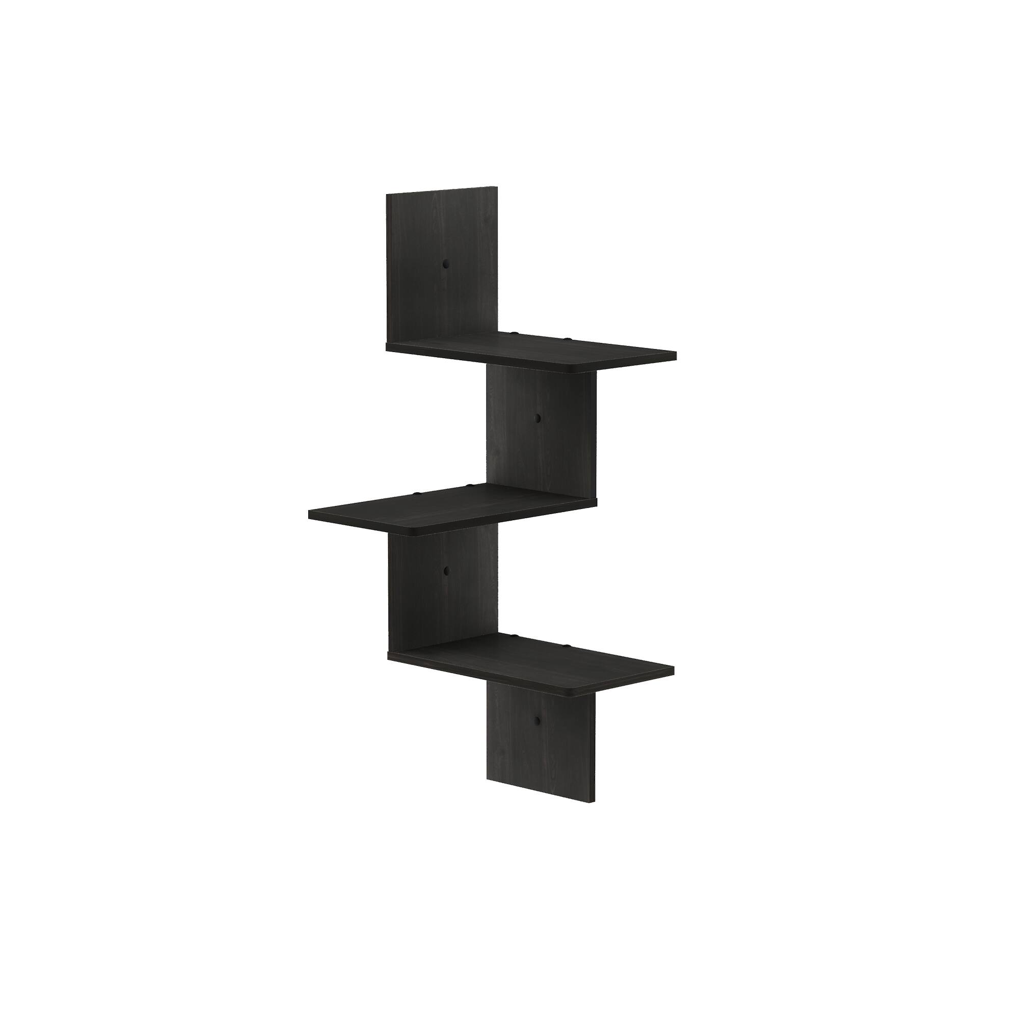 Furinno Rossi Modern 3 Tier Wall Floating Corner Shelf Espresso ...