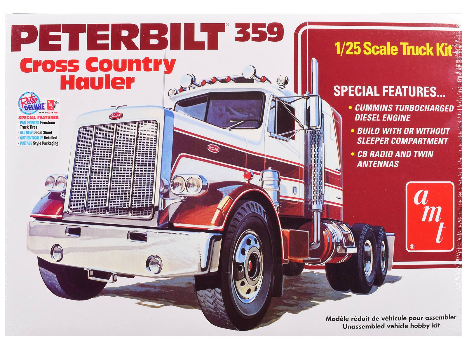 Skill 3 Model Kit Peterbilt 359 "Cross Country Hauler" 1/25 Scale Model ...