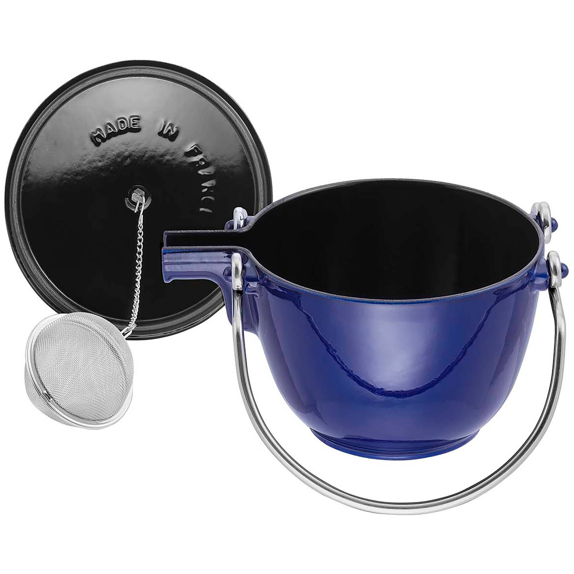 Staub Cast Iron 1 qt Round Tea Kettle Dark Blue 1650091 - Best Buy