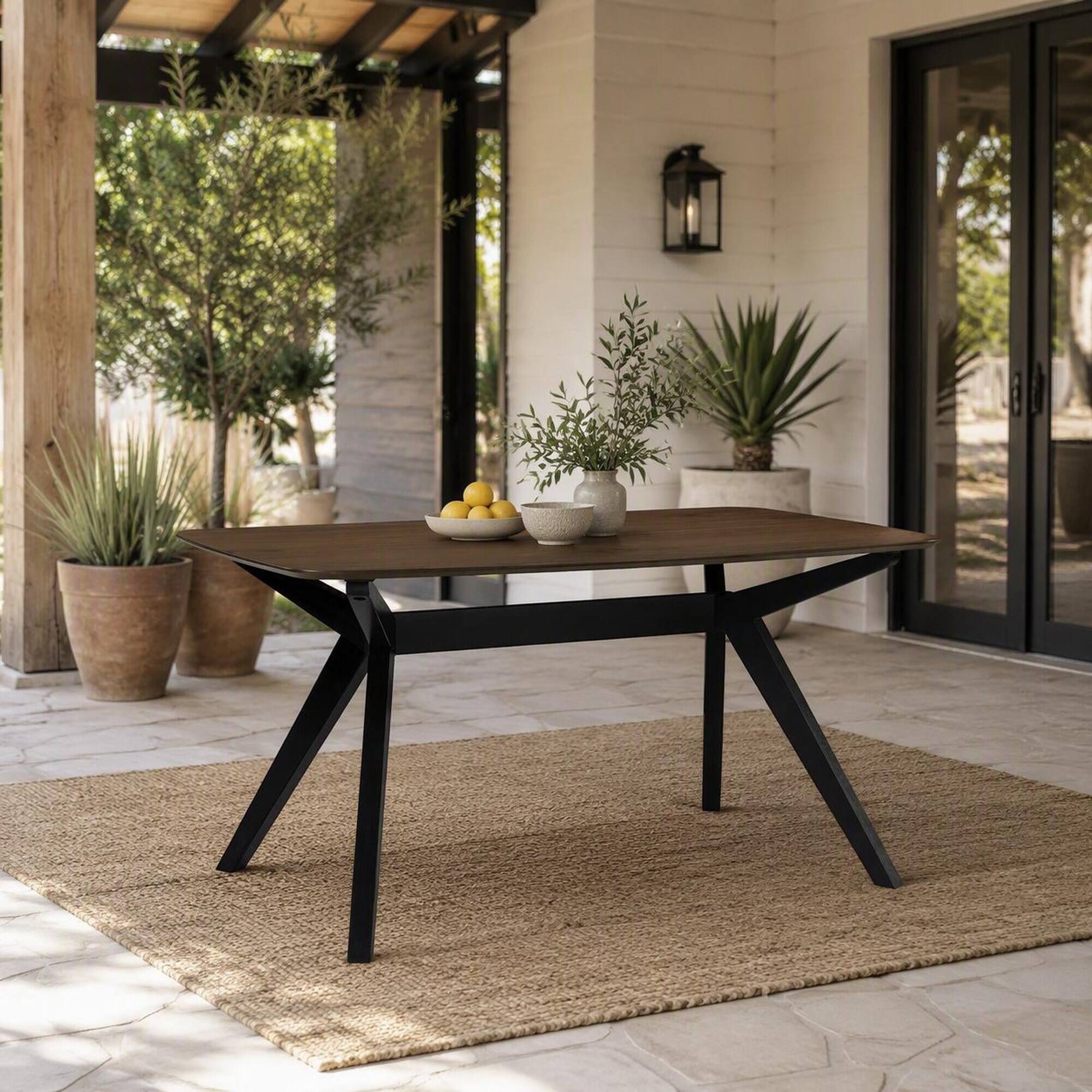 RYHNUYNE Rectangular Outdoor Patio Dining Table, Modern Style with ...