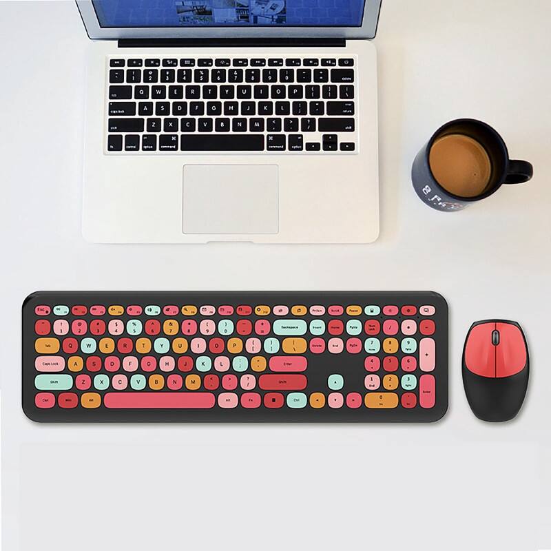 Luckbyte Retro 110 Key Wireless Keyboard & Mouse Combo Vintage ...
