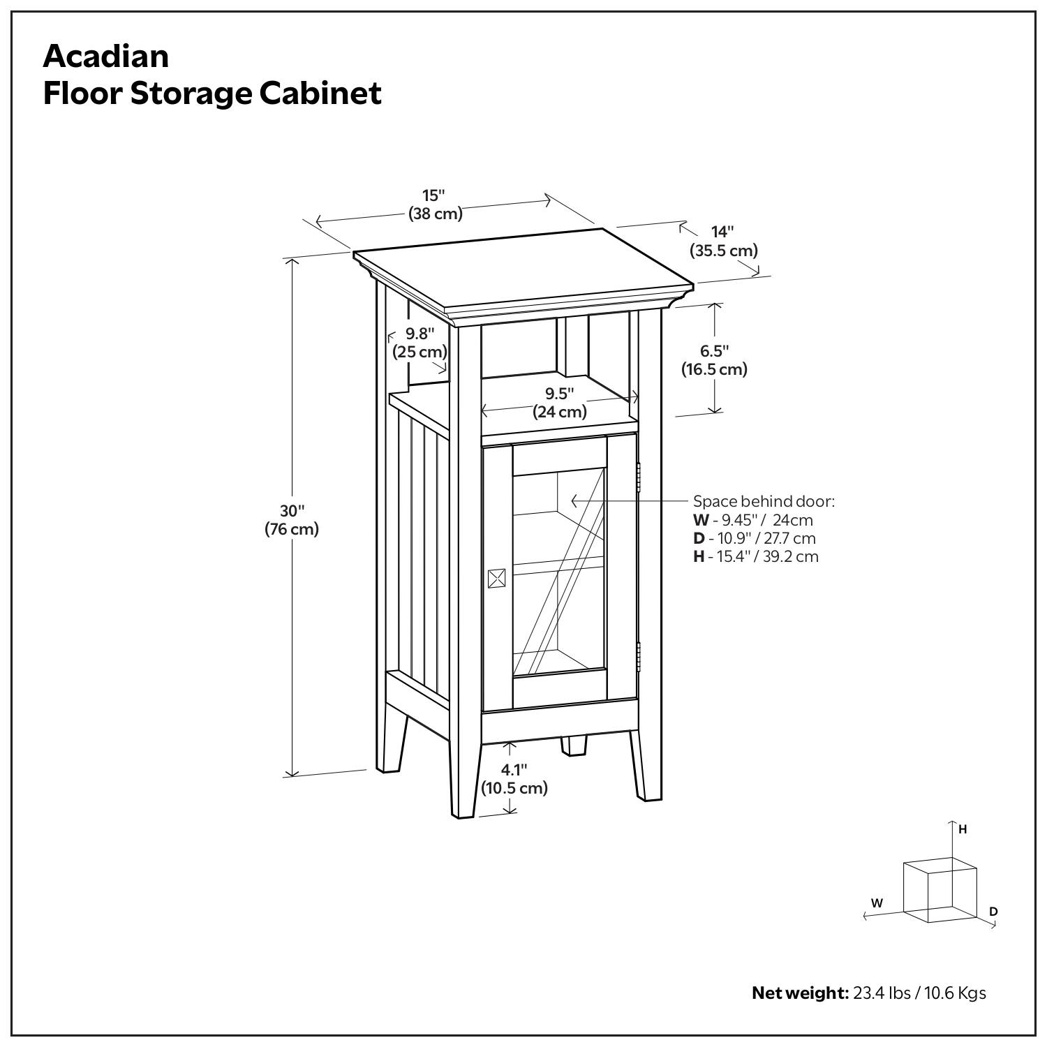 Simpli Home Acadian 30 inch H x 15 inch W Floor Storage Bath Cabinet ...