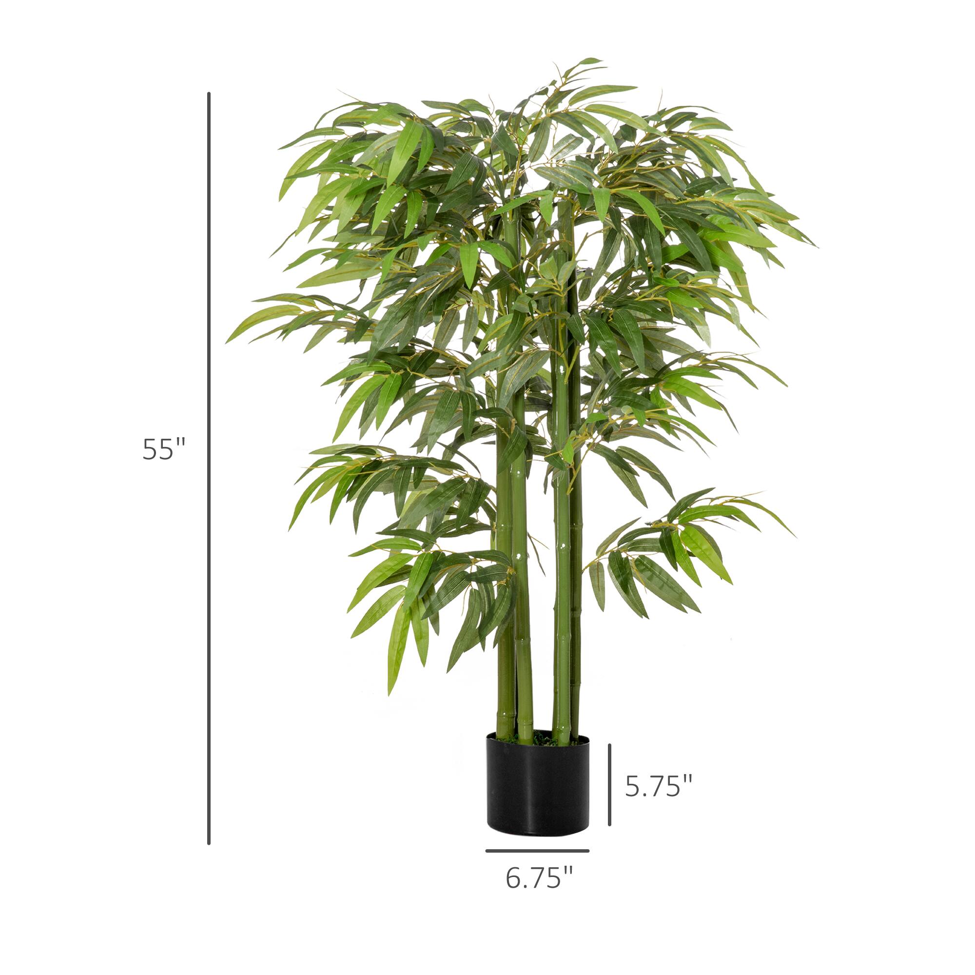 Homcom 4.5FT Artificial Bamboo Tree, Decorative Faux Plant in Nursery ...