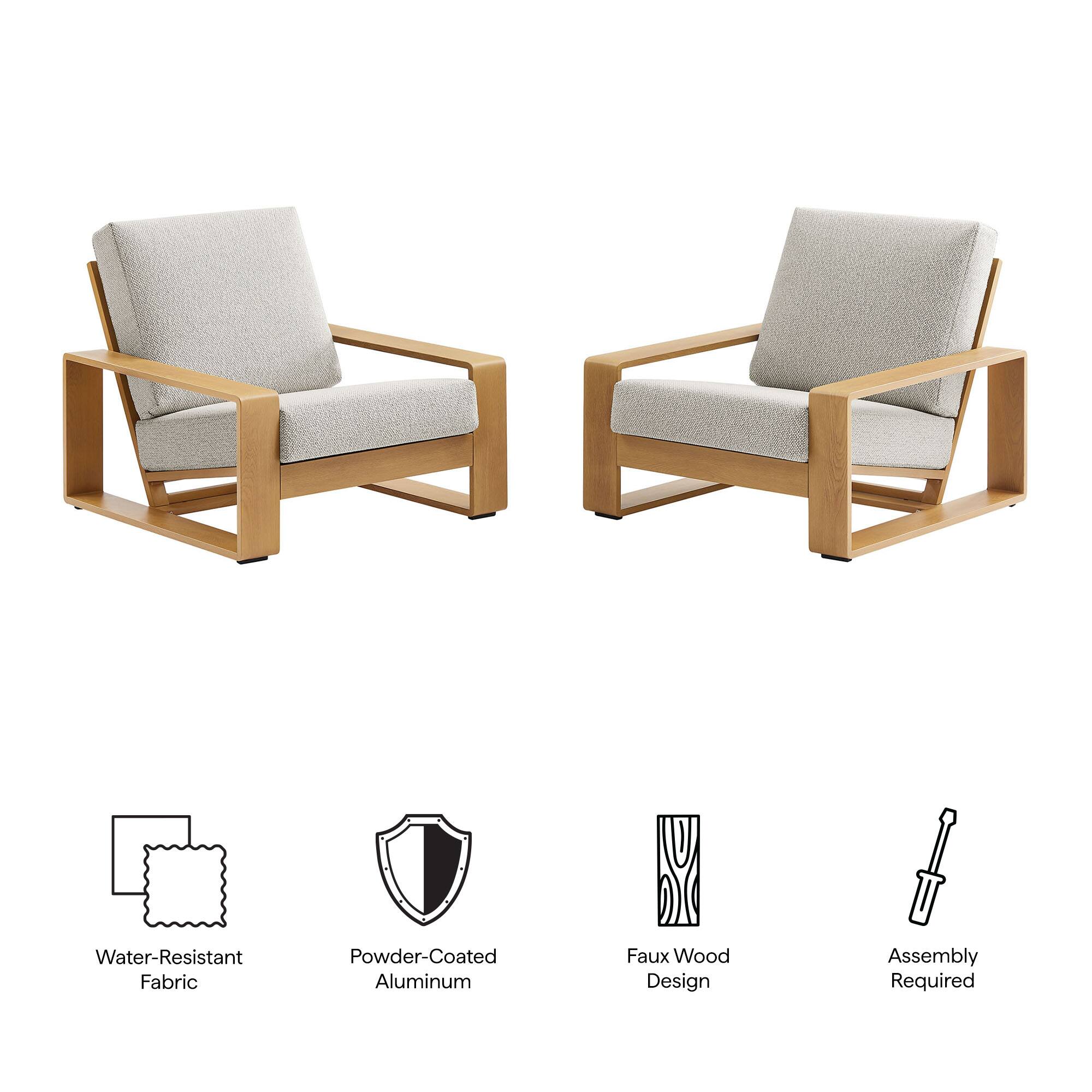 Lirienne Outdoor Patio Aluminum Faux Wood Armchairs Set of 2 by Modway ...