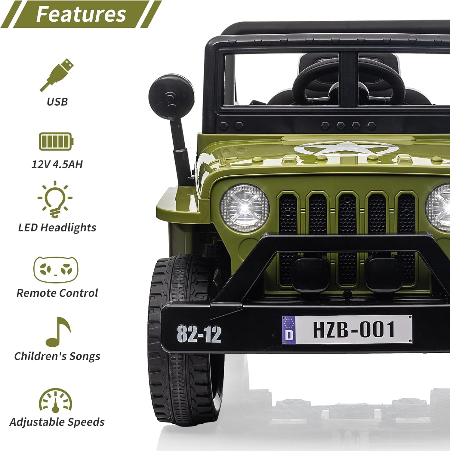 Acekool 12V Kids Ride On Truck, Electric Car w/Remote Control, 25W ...