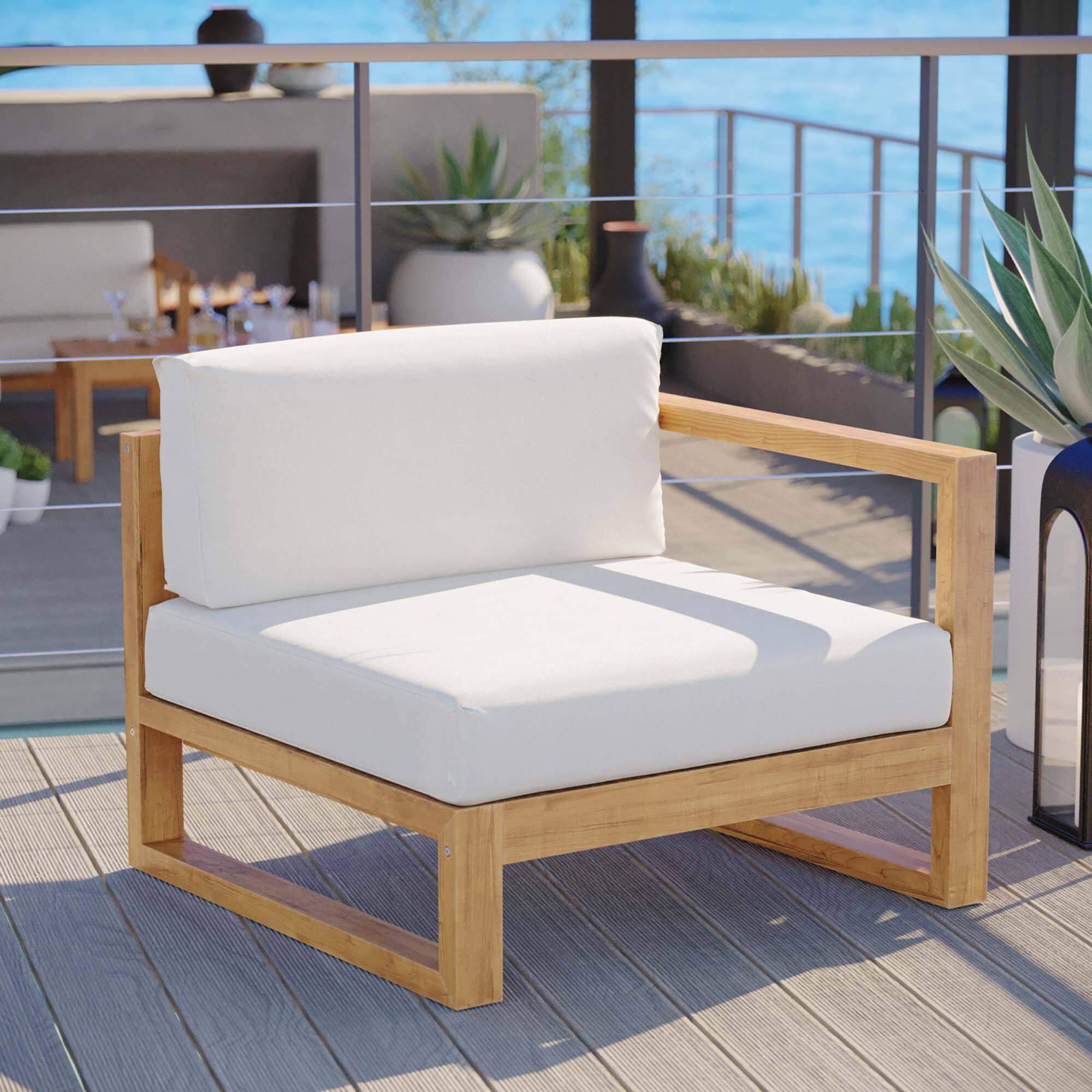Upland Outdoor Patio Right Arm Chair by Modway Natural White EEI-4123 ...