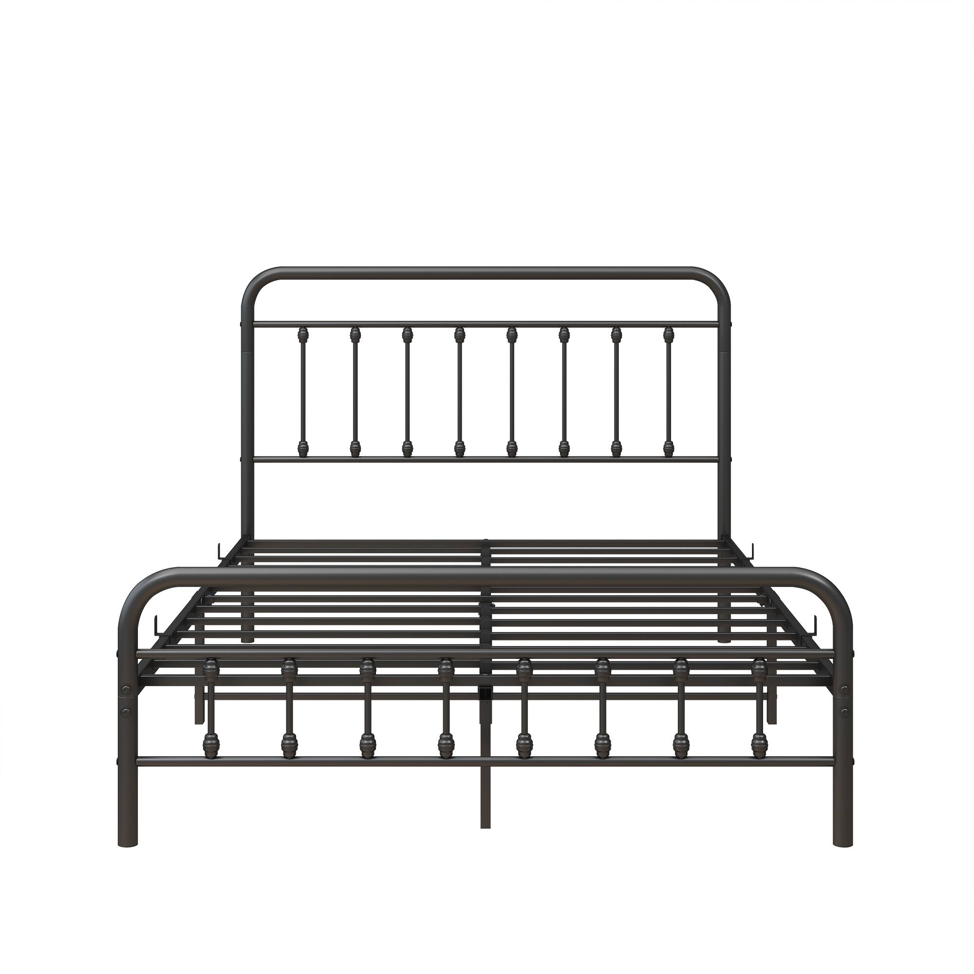 TinyHomie Metal Platform Full Bed Frame Victorian Headboard Footboard ...
