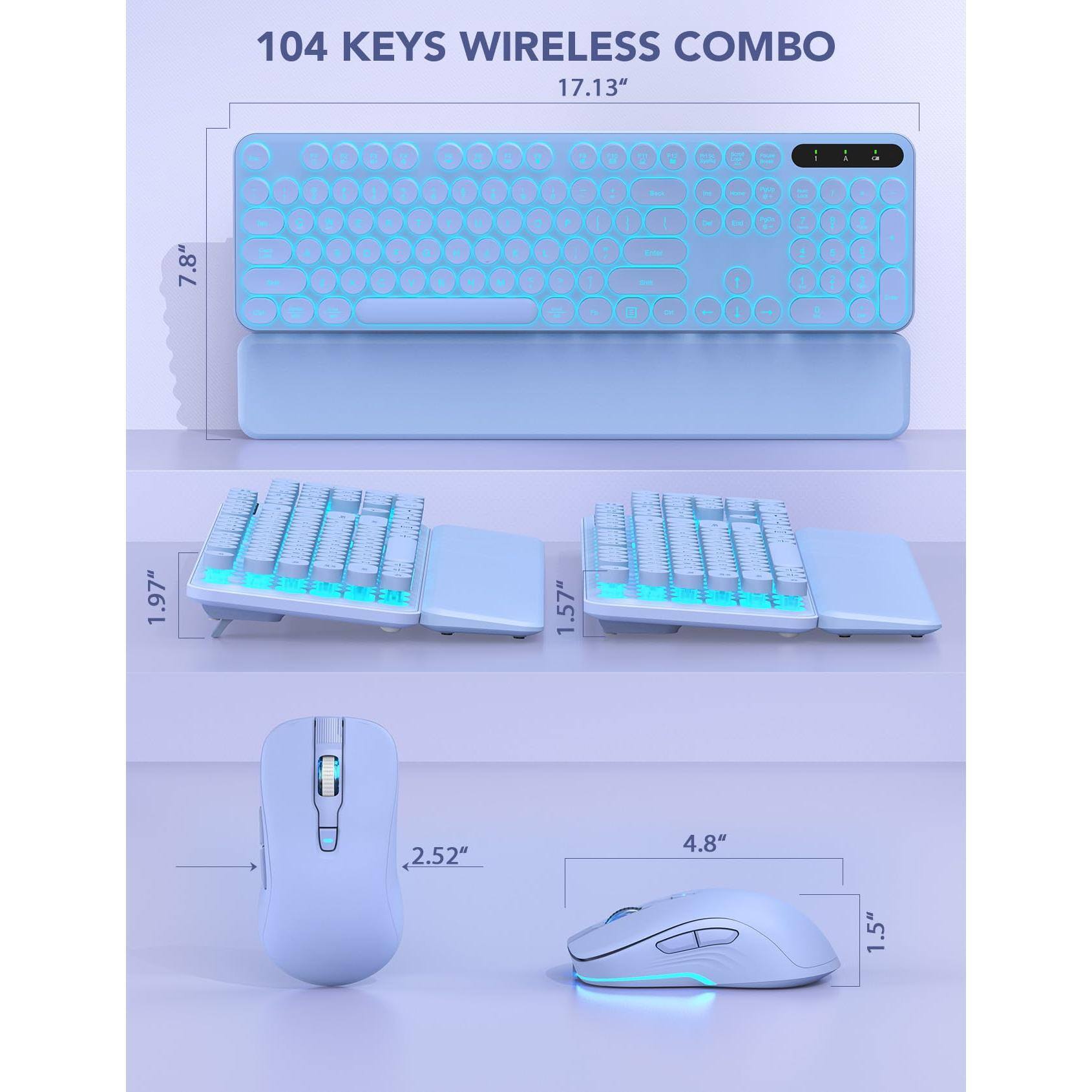 Pacoar Cade Wireless And Mouse Backlit Typewriter With Retro Round ...