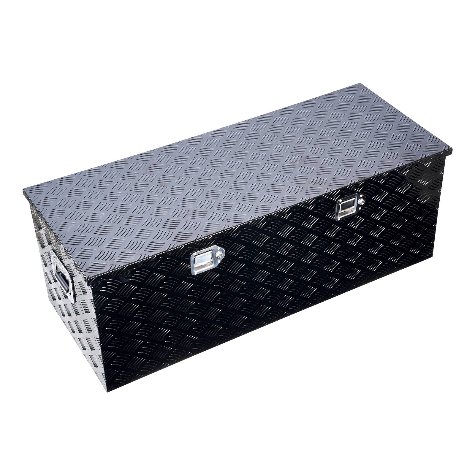 VEVOR Heavy Duty Aluminum Truck Bed Tool Box, Stripes Plated Tool Box with Side Handle and Locks ...