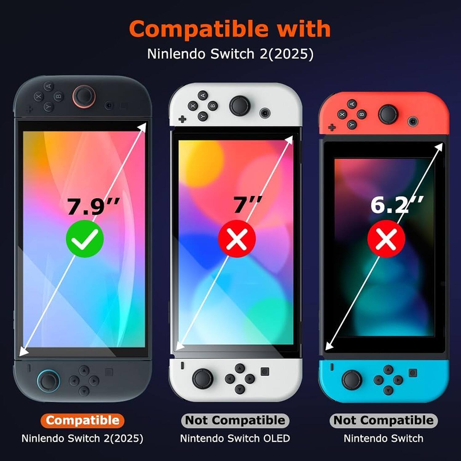 PARKER SLATER 2 Pack Screen Protector for Nintendo Switch 2 2025, 7.9 ...