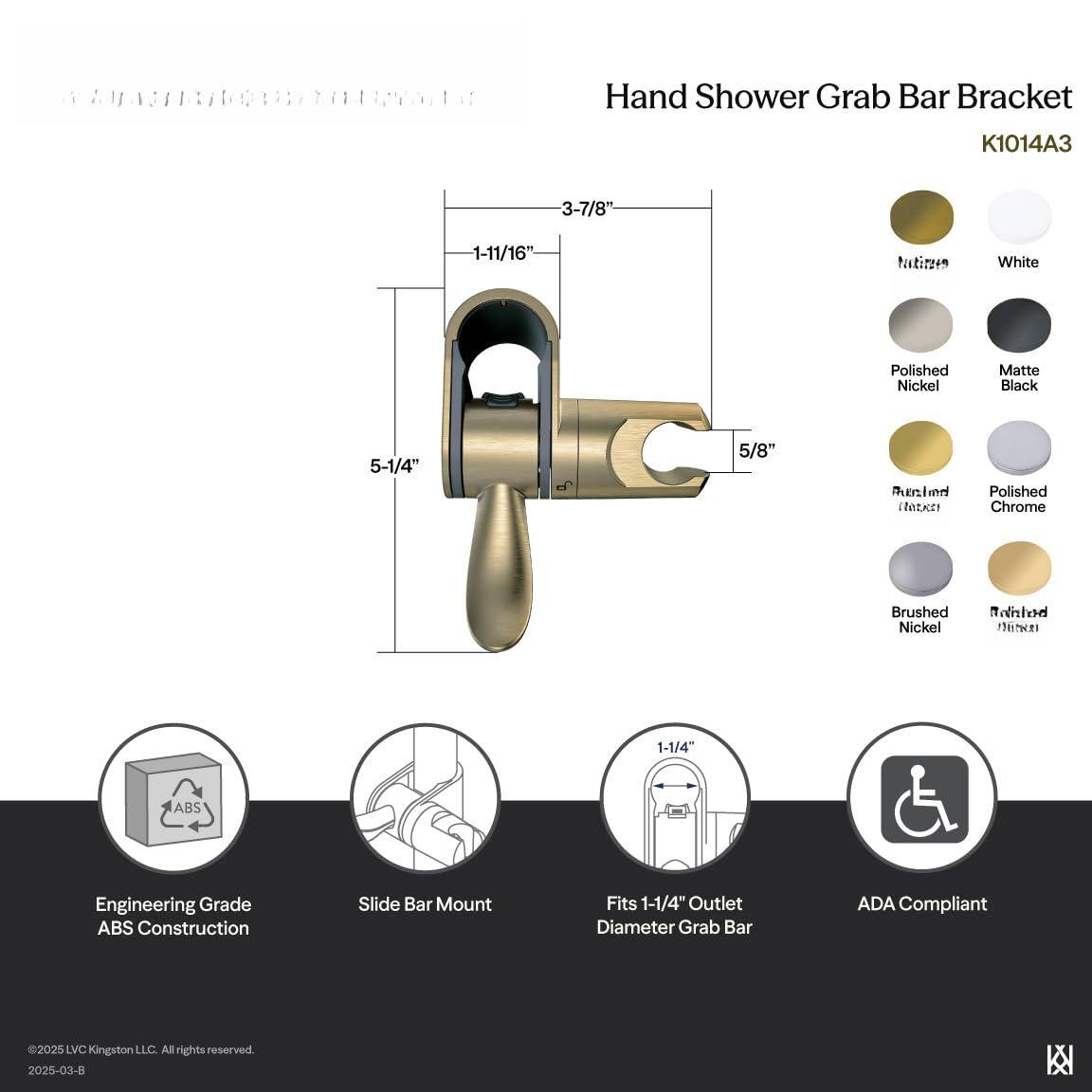 Paradigms Interiors K1014a8 Trimscape Hand Shower Grab Bar Bracket ...