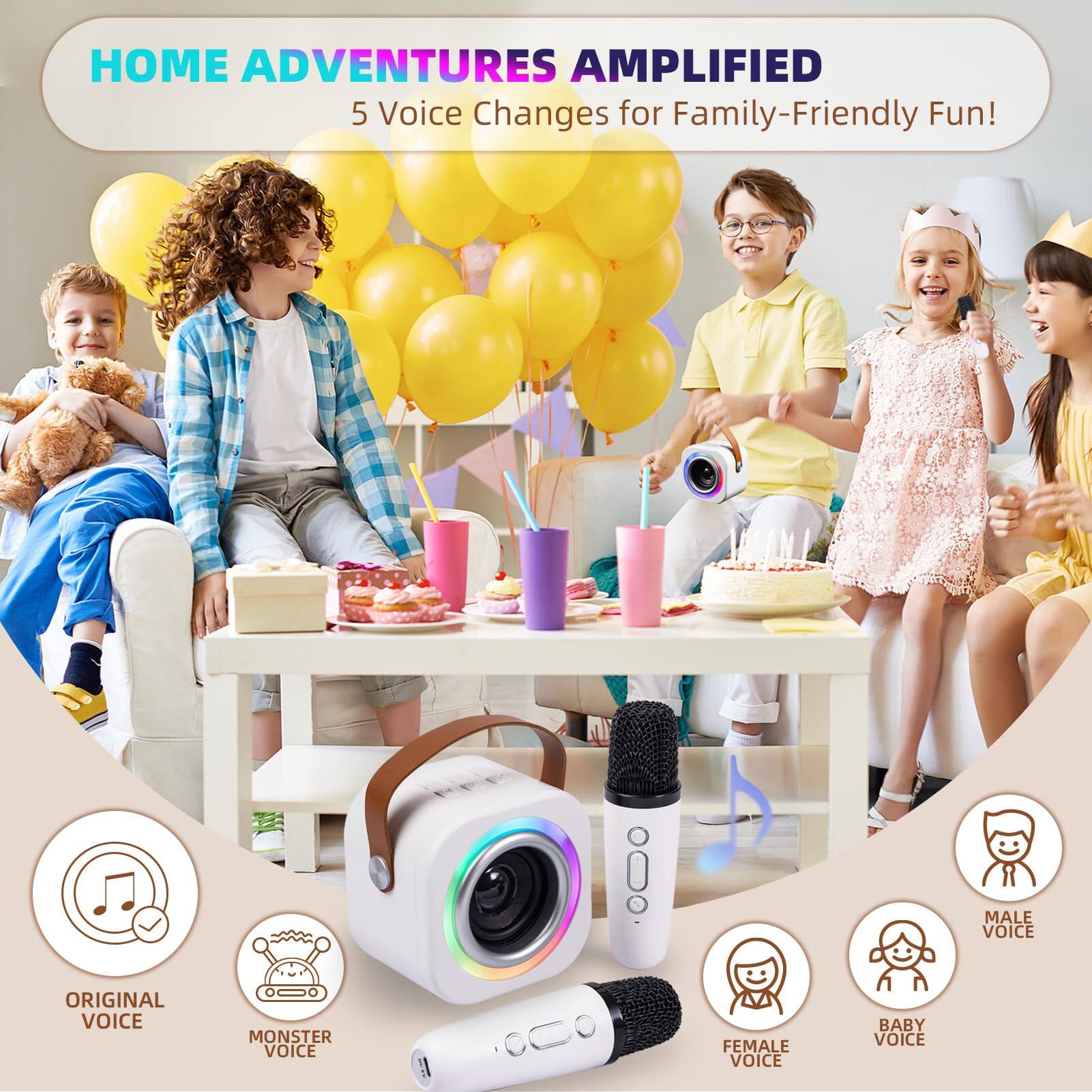 Cozy Serene Mini Karaoke Machine Wireless Mics Top Singing Toys ...