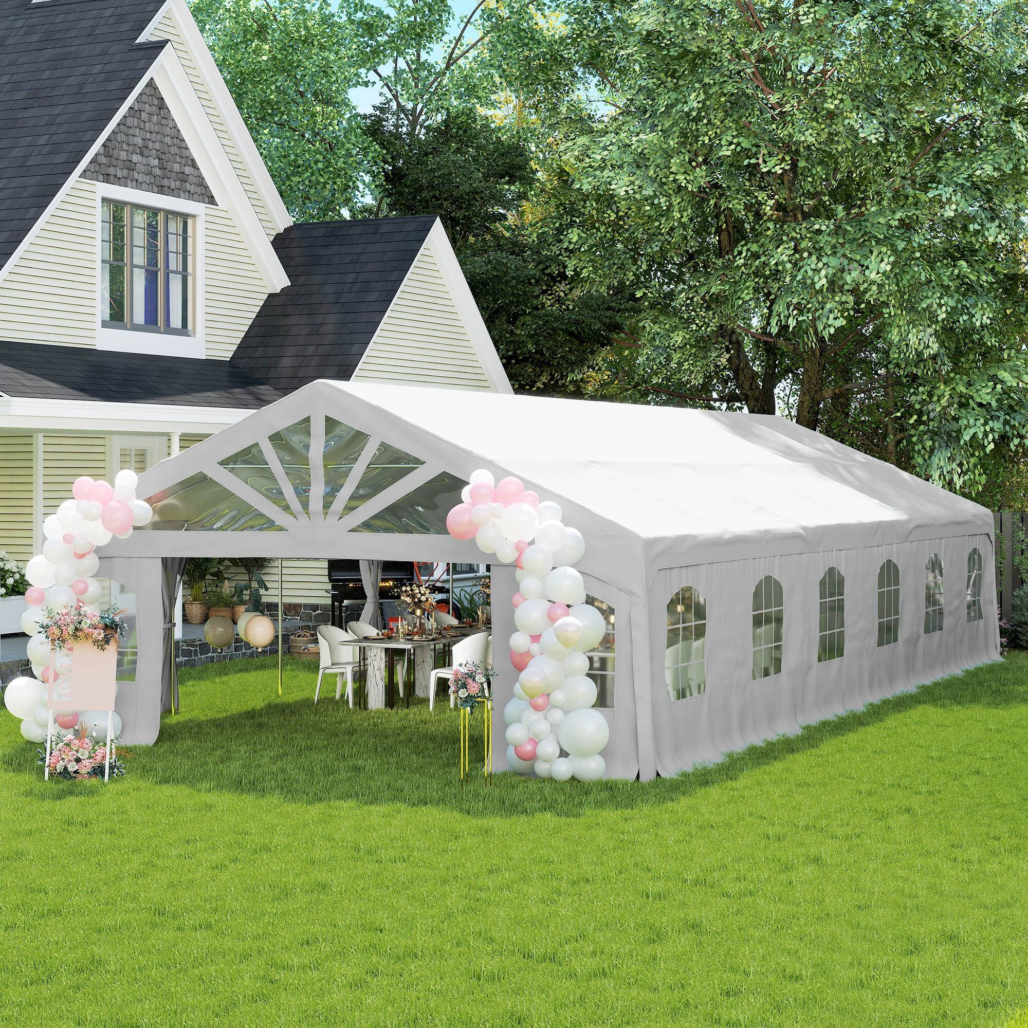 Outsunny 19.5' x 39' Heavy Duty Party Tent Outdoor Gazebo Wedding Tent ...