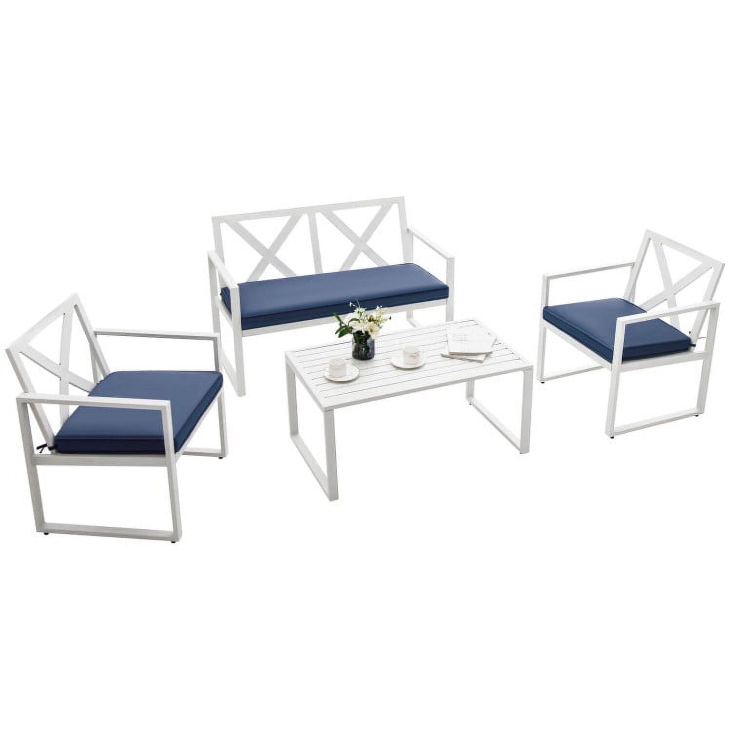Kadyn 4 Pieces Outdoor Conversation Set, Outdoor Furniture Garden ...