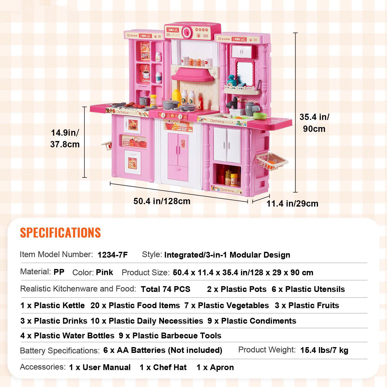 Glintex 3 in 1 Toddler Kitchen Playset with Spray, Lights & Sounds ...