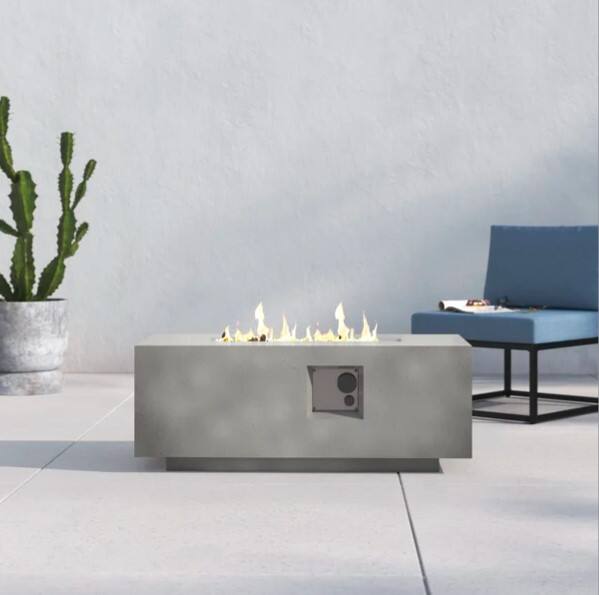 APRILSOUL Concrete Propane Outdoor Fire Pit Table Gray Concrete SF-H ...
