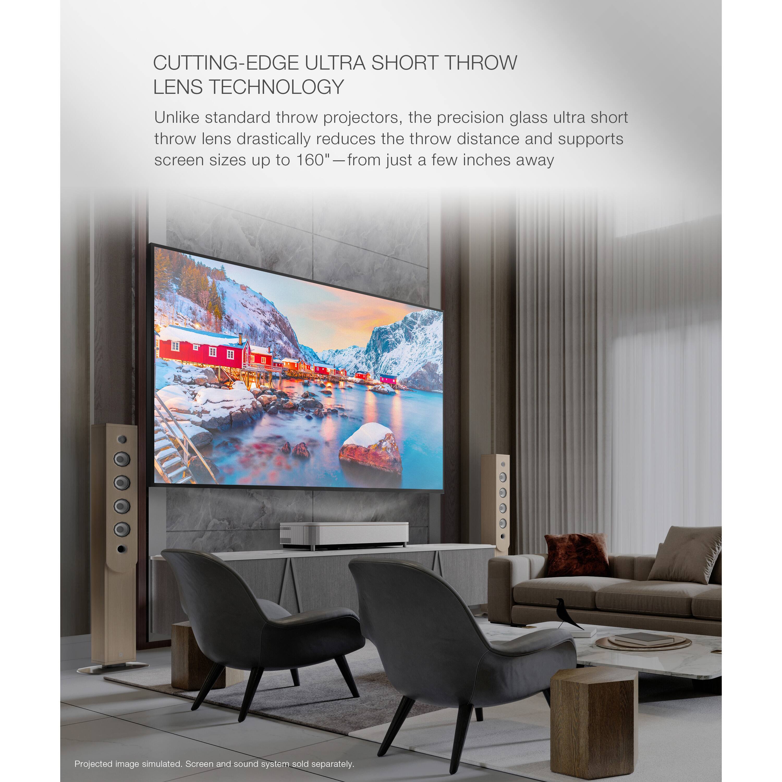 Epson QS100 4K PRO UHD HDR 4,500 Lumen 3LCD Ultra Short Throw Laser Projector White V11HB49020 ...