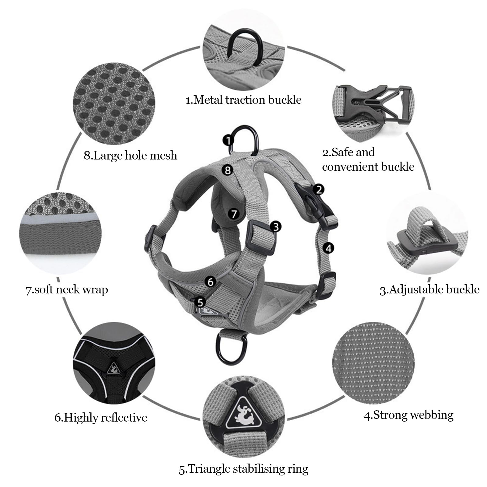 Paradigms Interiors Cat Chest Harness And Leash Anti escape Soft Mesh ...