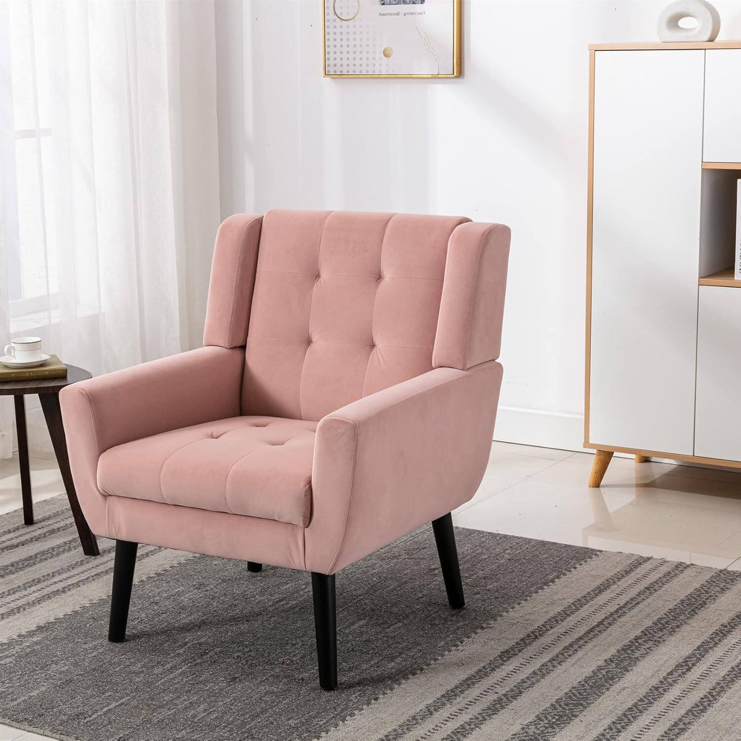 Trinkets Crazed Modern Soft Velvet Material Ergonomics Accent Chair ...