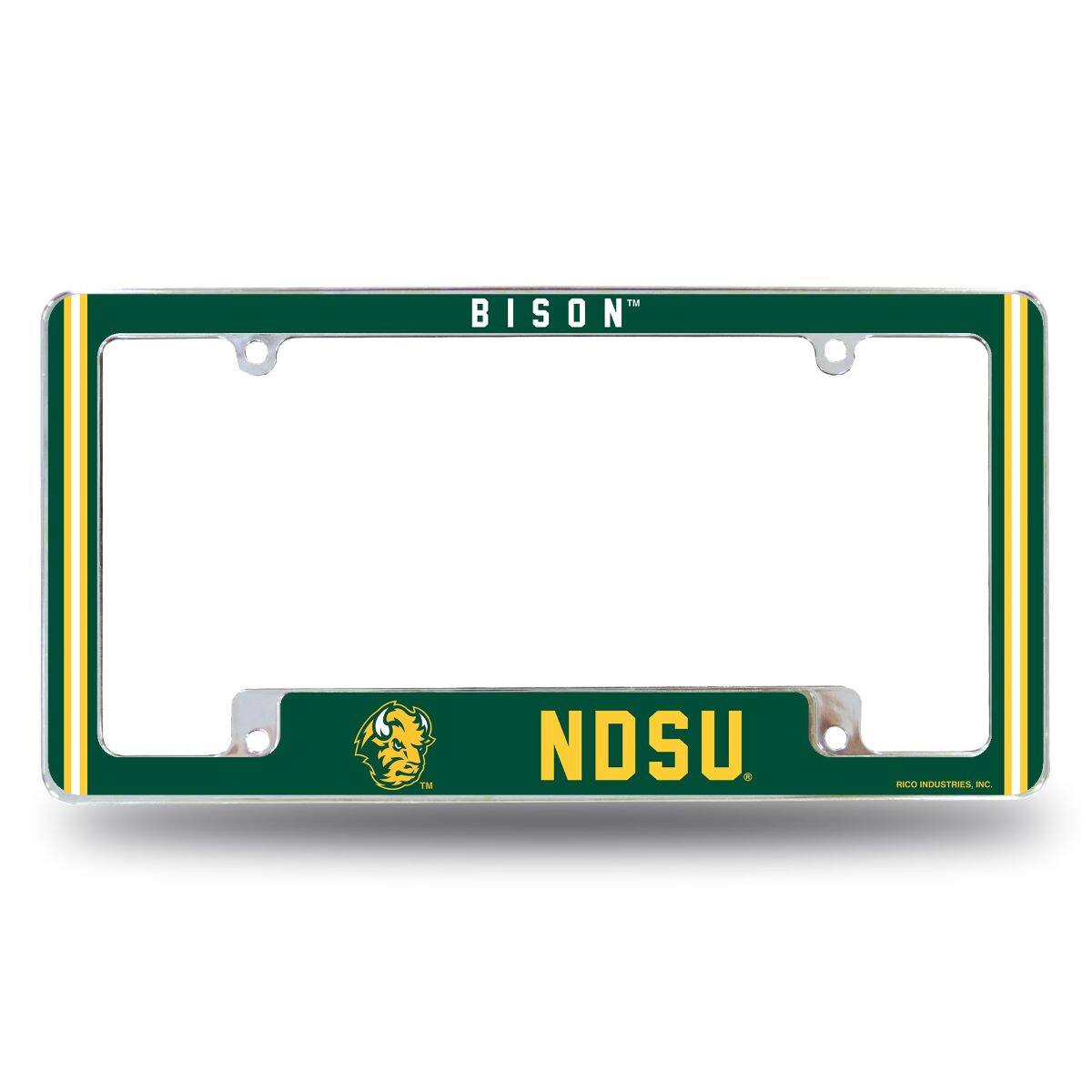 Rico Industries NDSU Bison Chrome Metal License Plate Frame with Full ...
