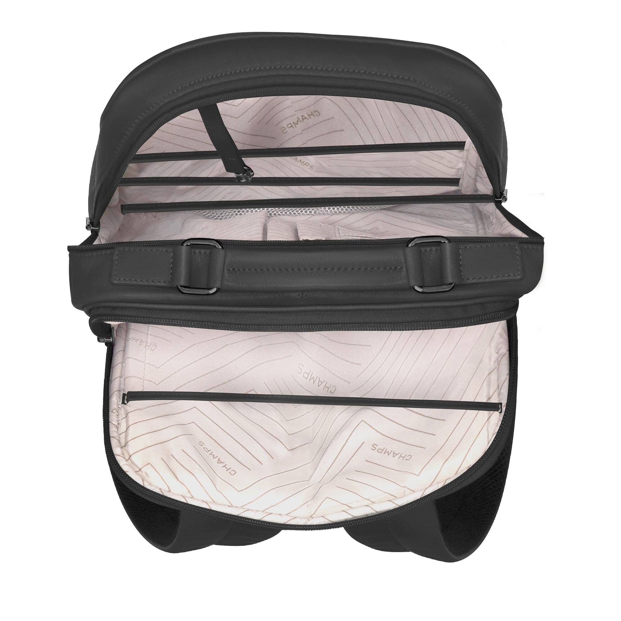 Champs Onyx Collection Leather Compact Backpack Black OB-409-BLACK ...