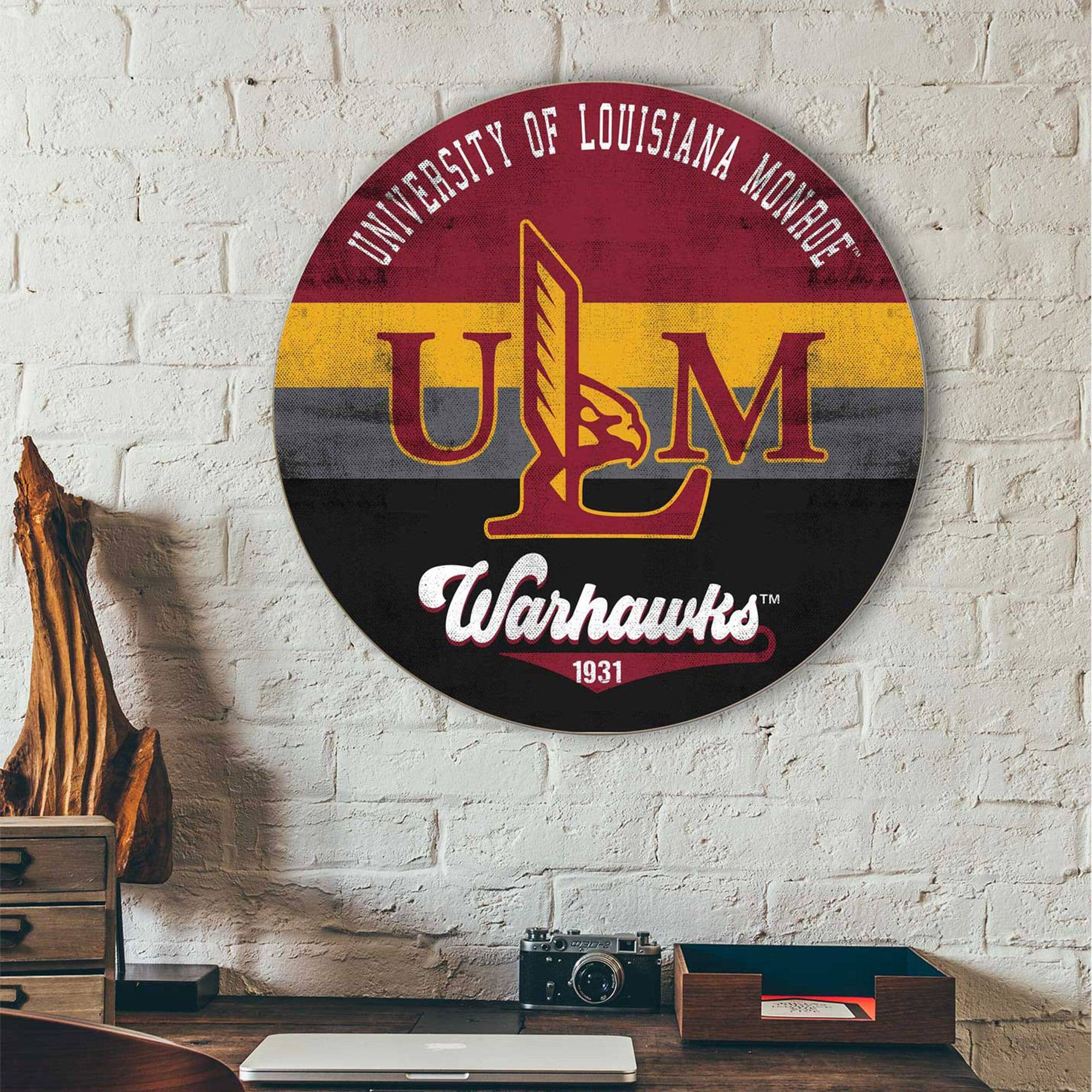 Jardine ULM Warhawks 20'' x 20'' Retro Logo Circle Sign Maroon ...