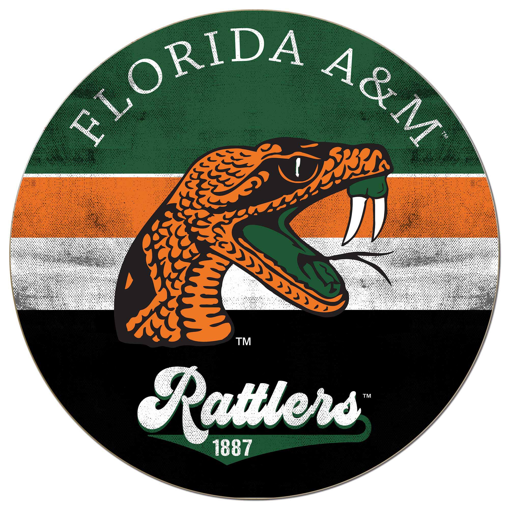 Jardine Florida A&M Rattlers 20'' x 20'' Retro Logo Circle Sign Orange ...