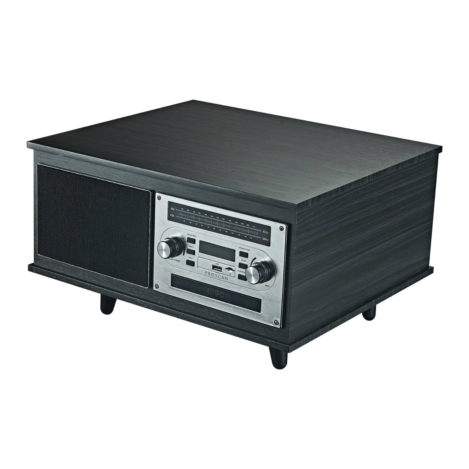 Proscan Prcd906bt Nostalgia Bluetooth 7 in 1 Music System, Prcd906btblk Black PRCD906BT-BLACK ...