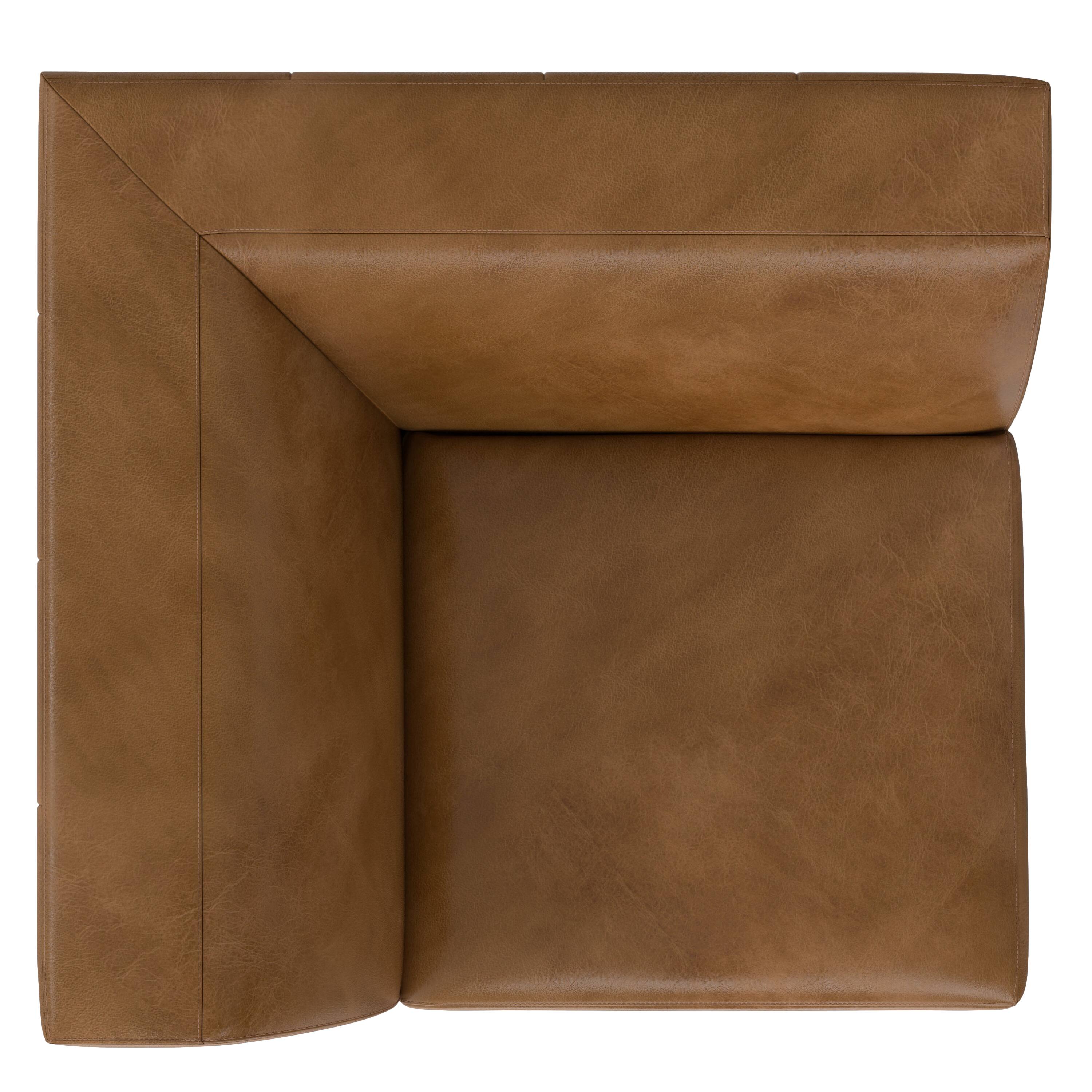 Simpli Home Rex Corner Sofa Module in Genuine Leather Caramel Brown ...