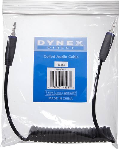 Best Buy: Dynex™ 4' 3.5mm Coiled Stereo Audio Cable Black DX-DCAUX
