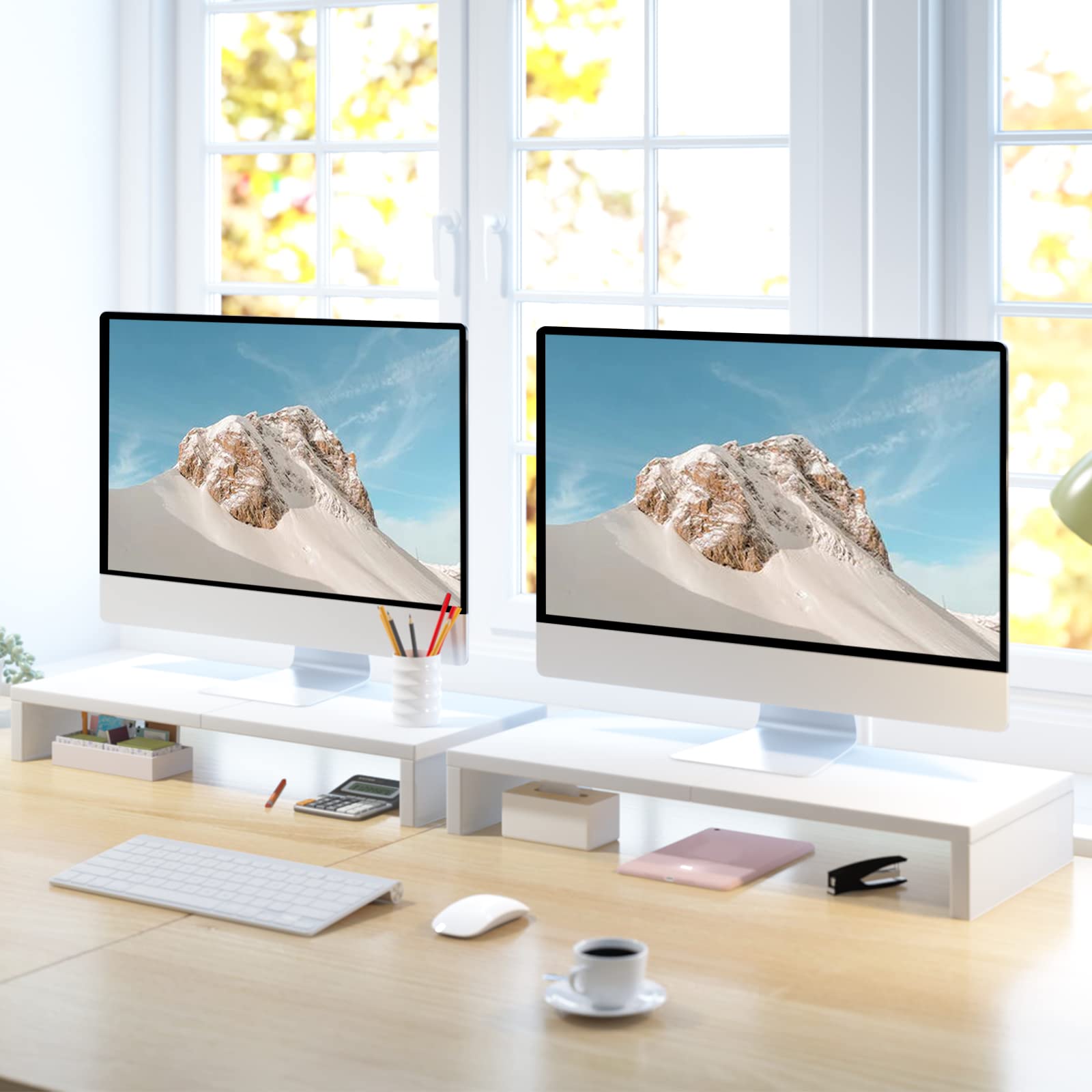 Refined Abode Design Monitor Stand Riser Wooden Desktop For Pc/tv ...