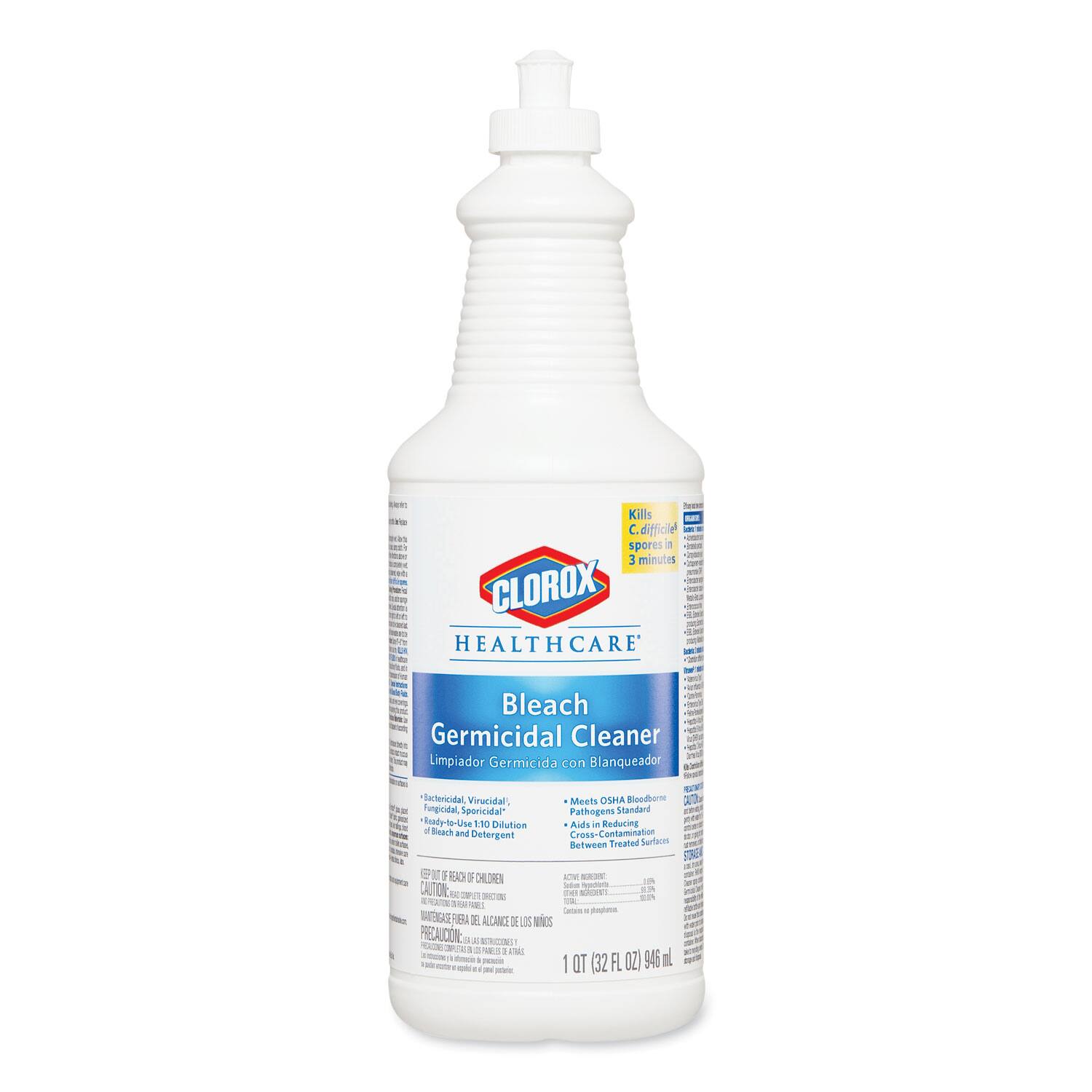 Clorox Healthcare Bleach Germicidal Cleaner 32 oz PullTop Bottle 6 per ...