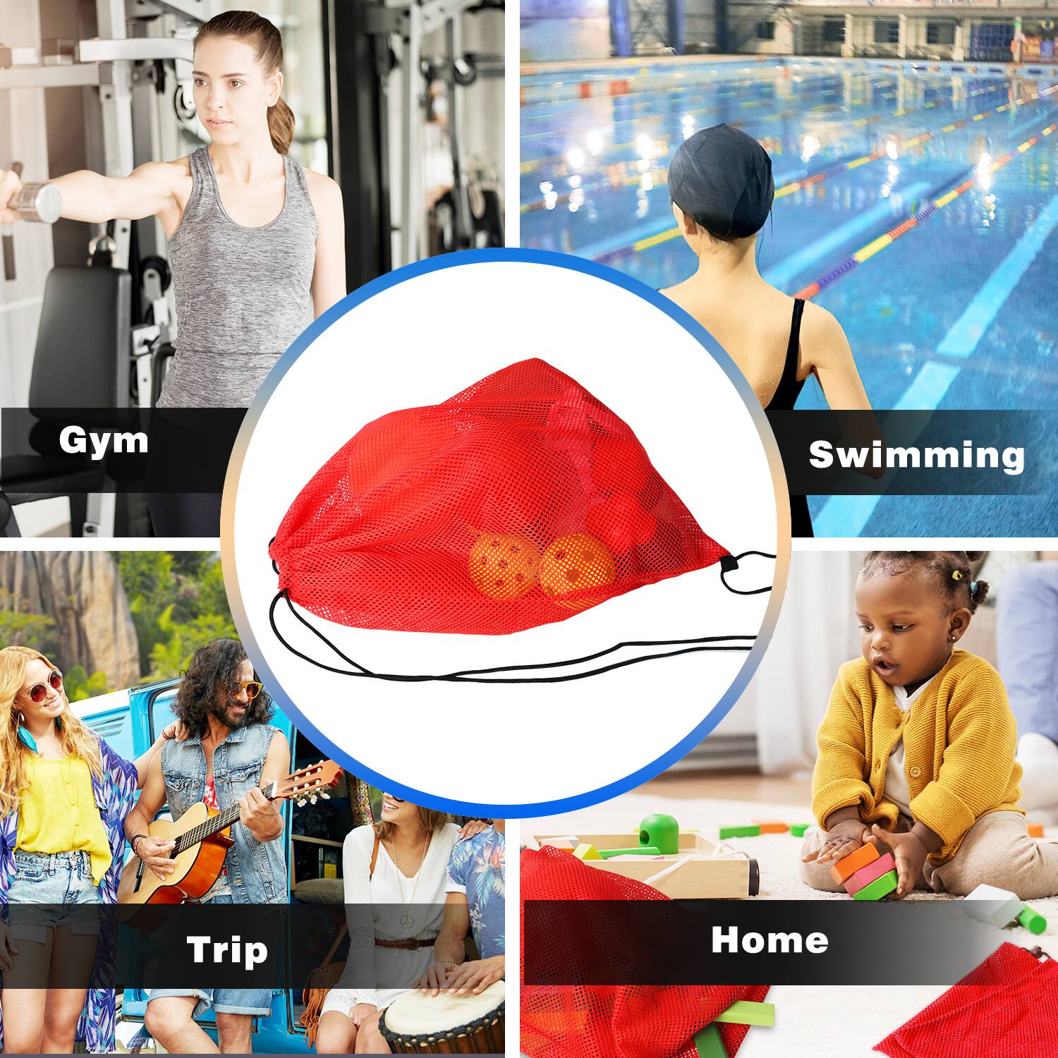 GSE Games & Sports Expert 19"x15" Mesh Drawstring Backpack Bag for ...