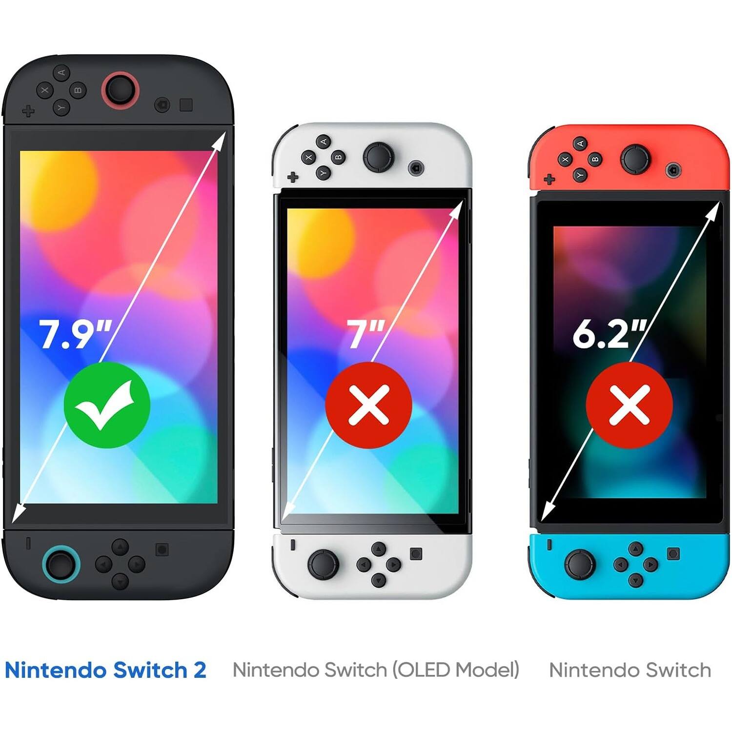 PARKER SLATER 2 Pack Screen Protector for Nintendo Switch 2 2025, 7.9 ...