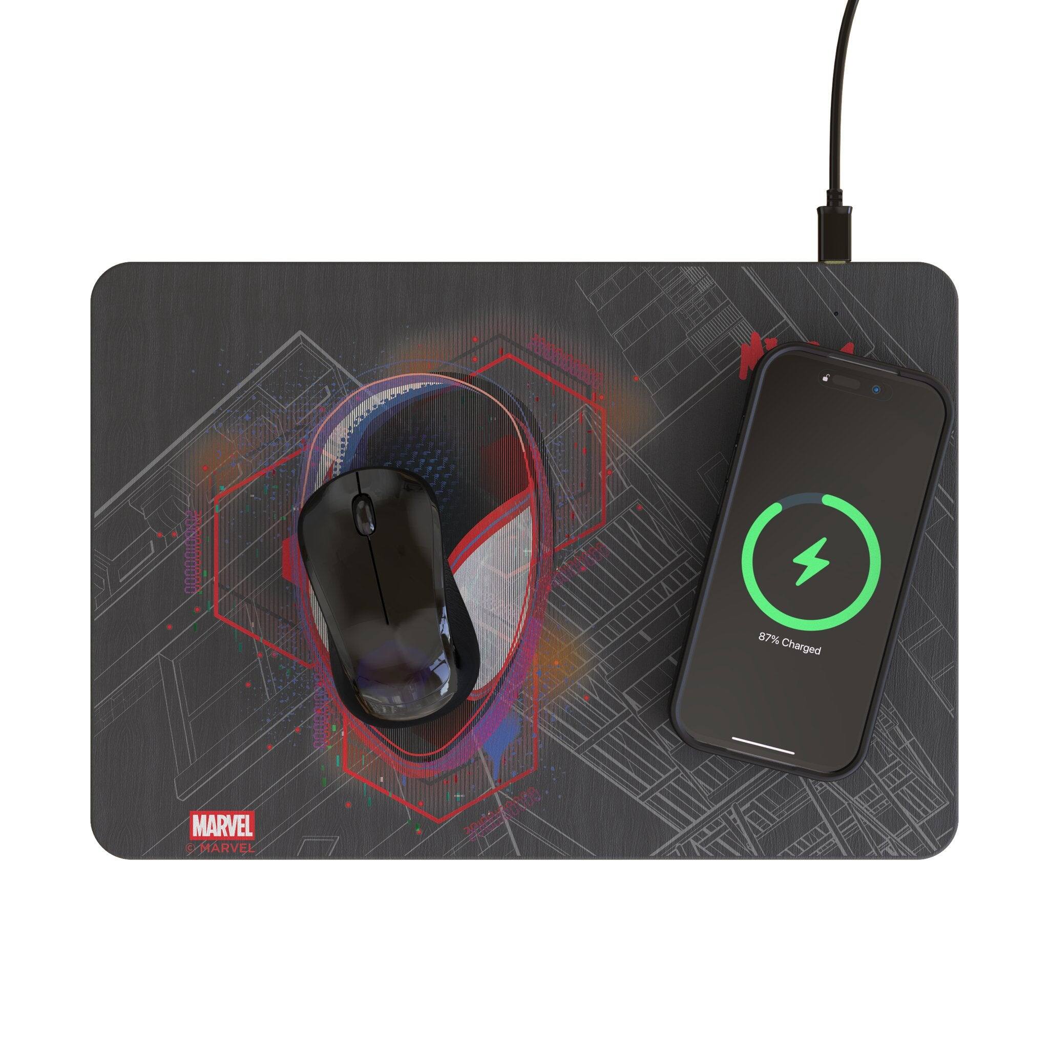 Keyscaper Marvel Badge 15 Watt Wireless Charger and Mouse Pad Miles ...