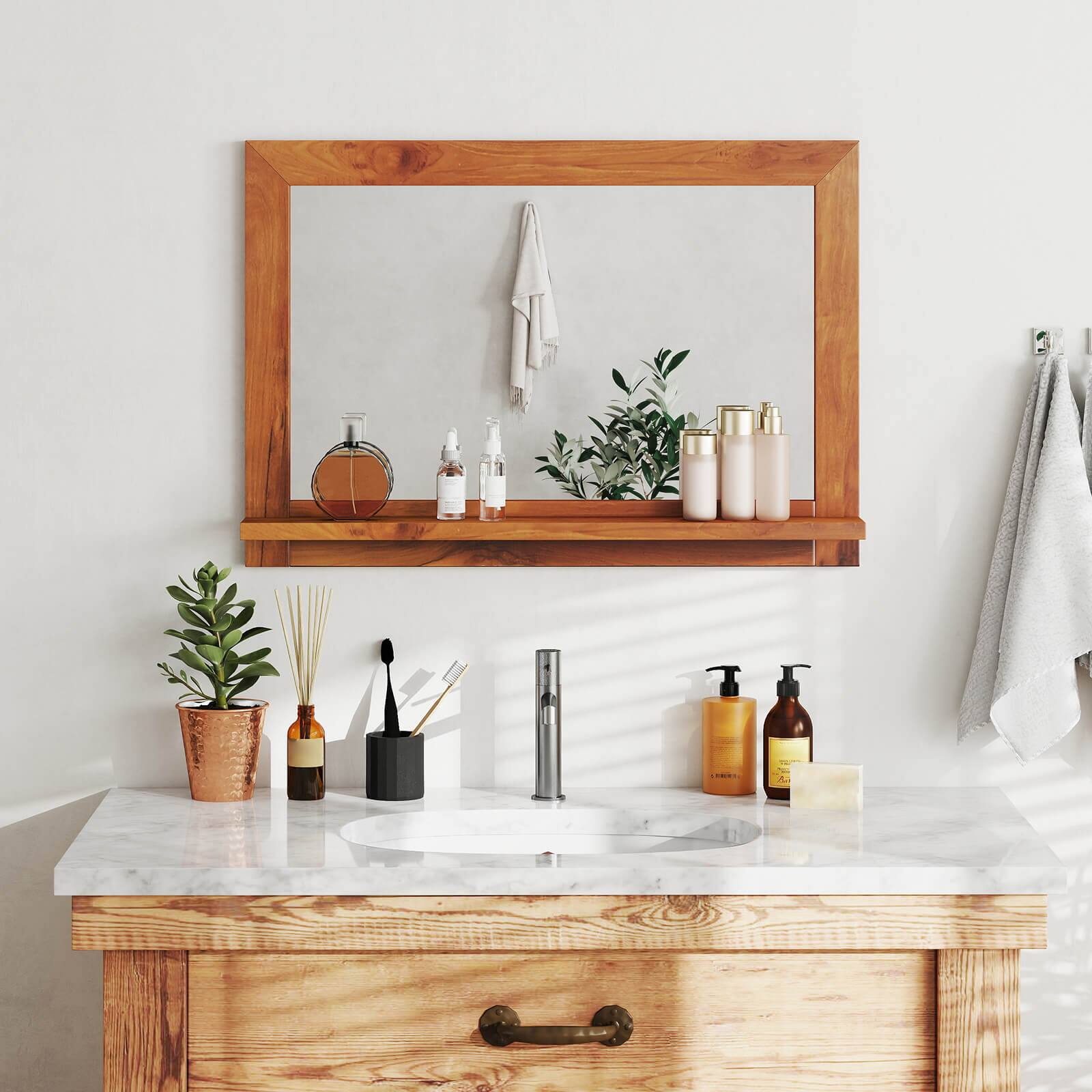 Costway 27.5 x 20 Inch Rectangle Decorative Mirror Farmhouse Wall ...